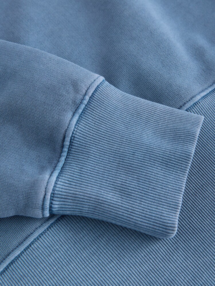 Buy Indigo Denim Blue Raw Hem Detail Washed 100% Cotton Crew Neck ...