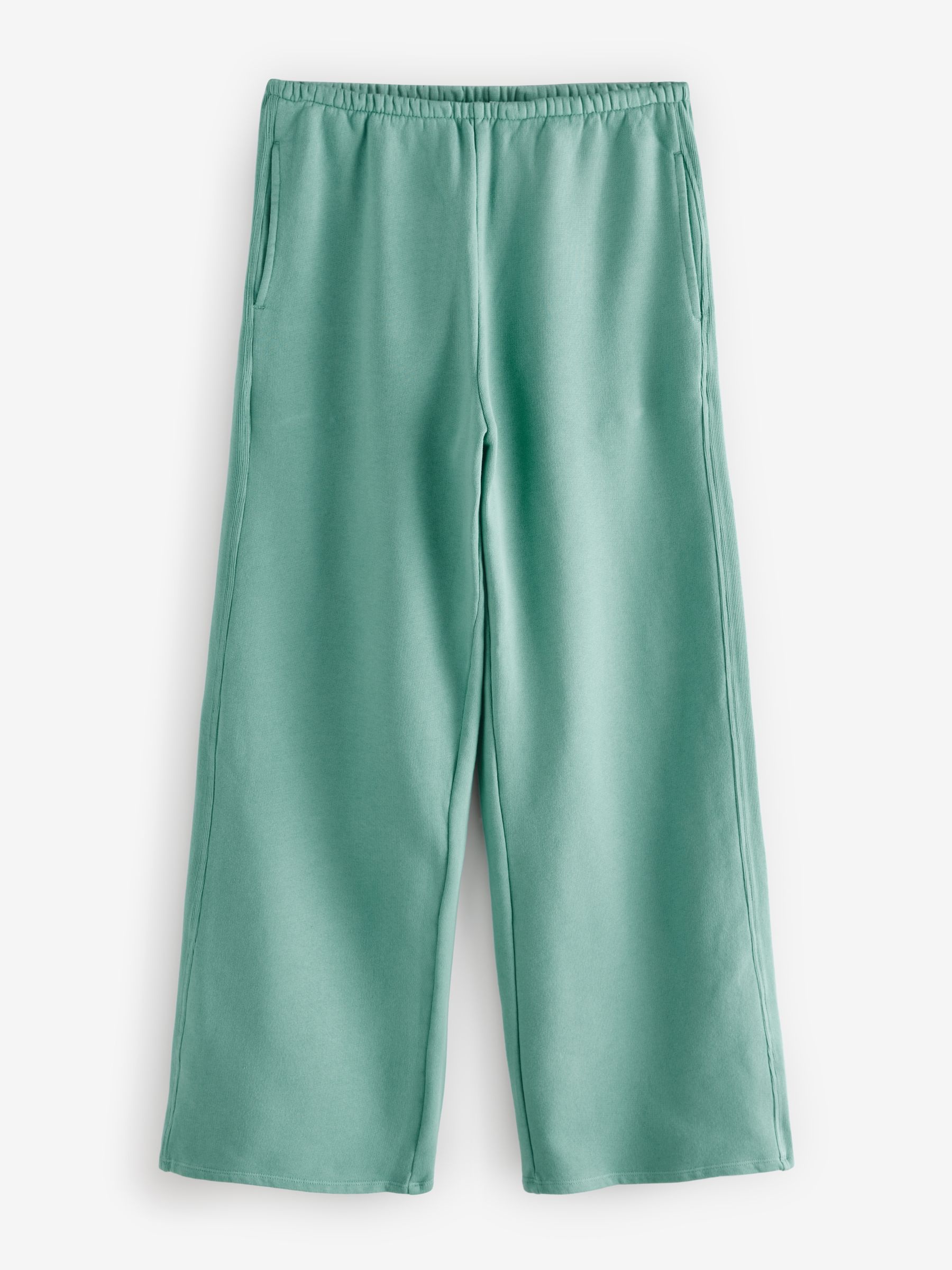 Buy Teal Blue Elevated Wide Leg Washed Look 100% Cotton Joggers from ...