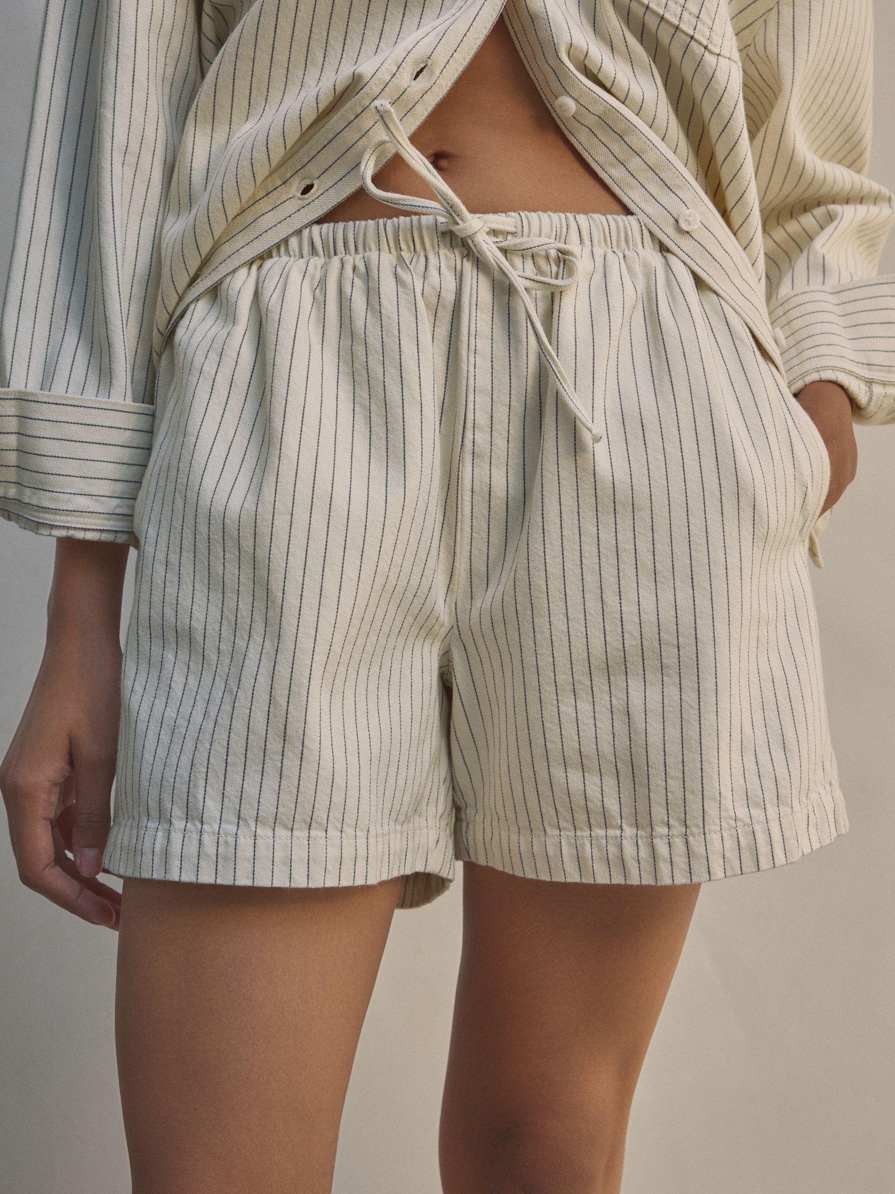 Buy White Stripe Pull on Denim Shorts from the Next UK online shop