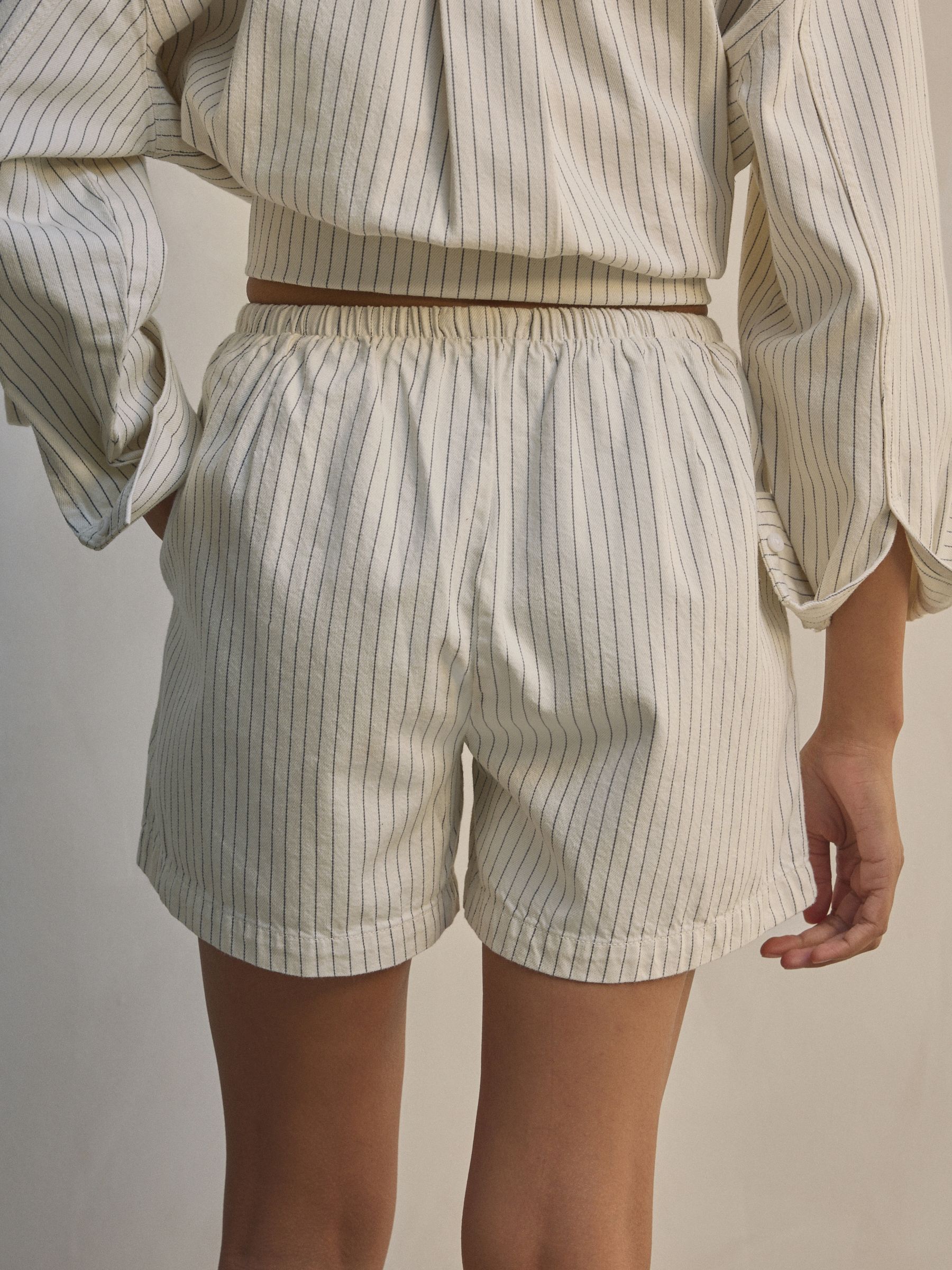 Buy White Stripe Pull on Denim Shorts from the Next UK online shop