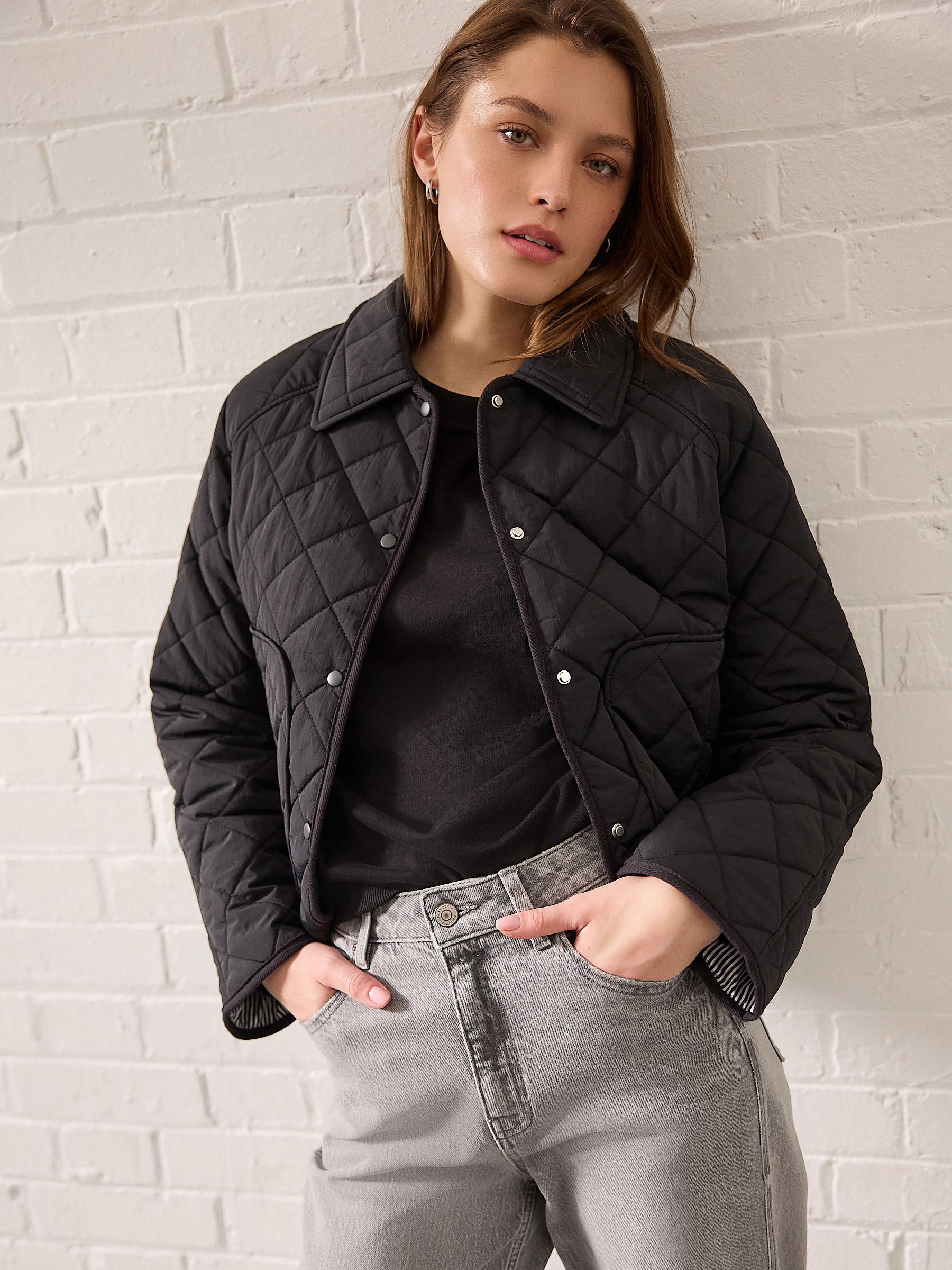 Buy Black Short Quilted Collared Jacket from the Next UK online shop