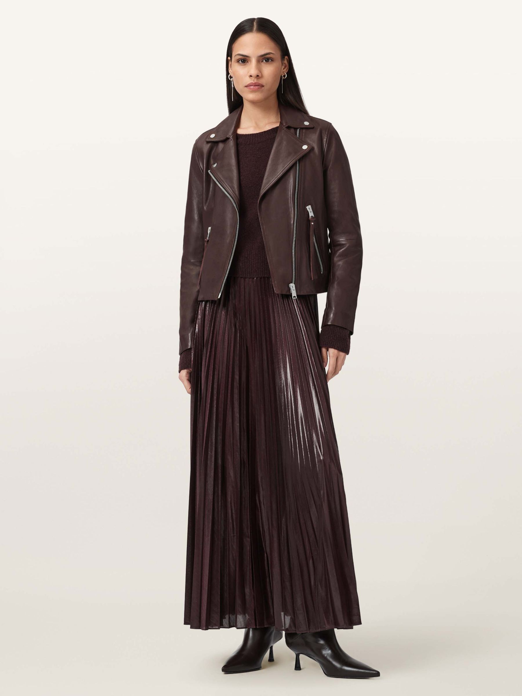 Buy AllSaints Red Slim Fit Dalby Leather Biker Jacket from the Next UK ...