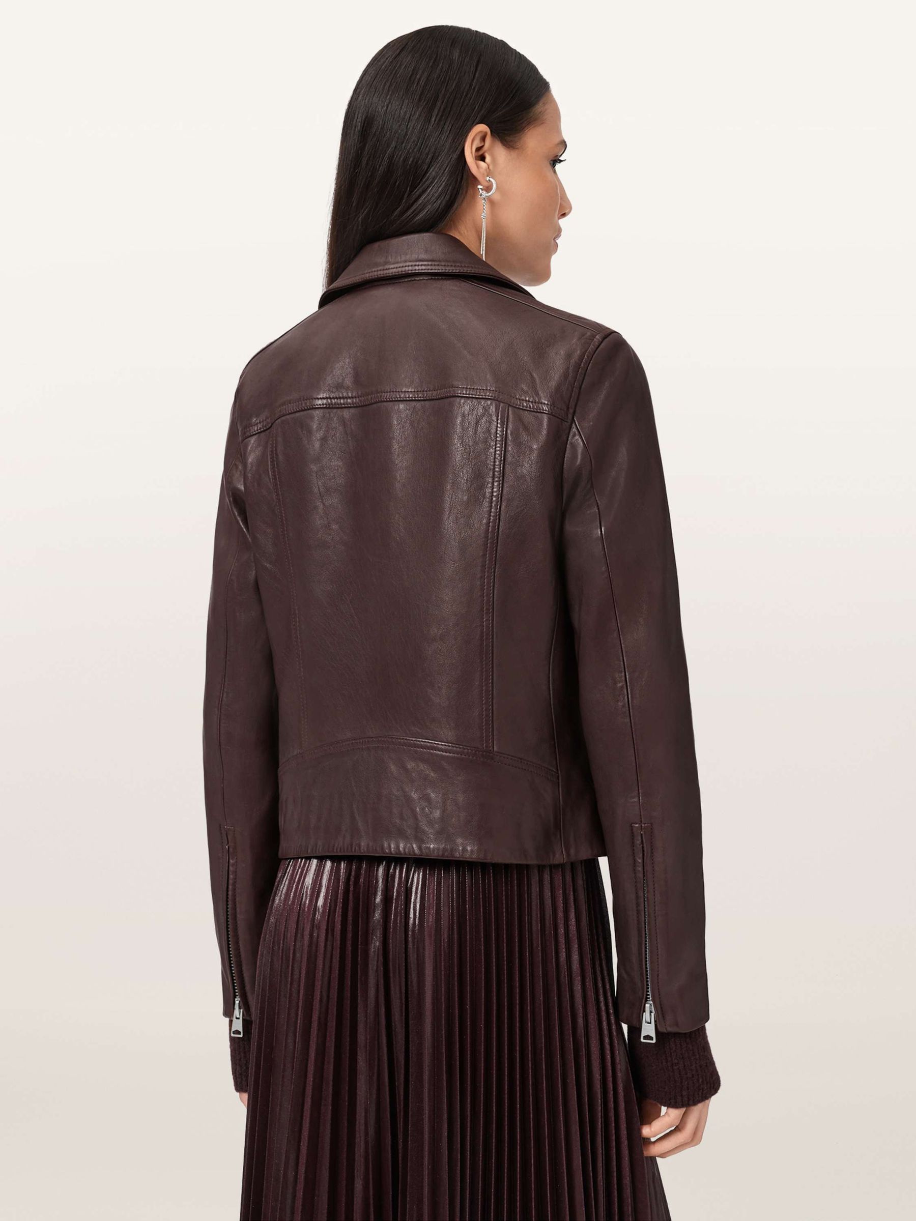 Buy AllSaints Red Slim Fit Dalby Leather Biker Jacket from the Next UK ...