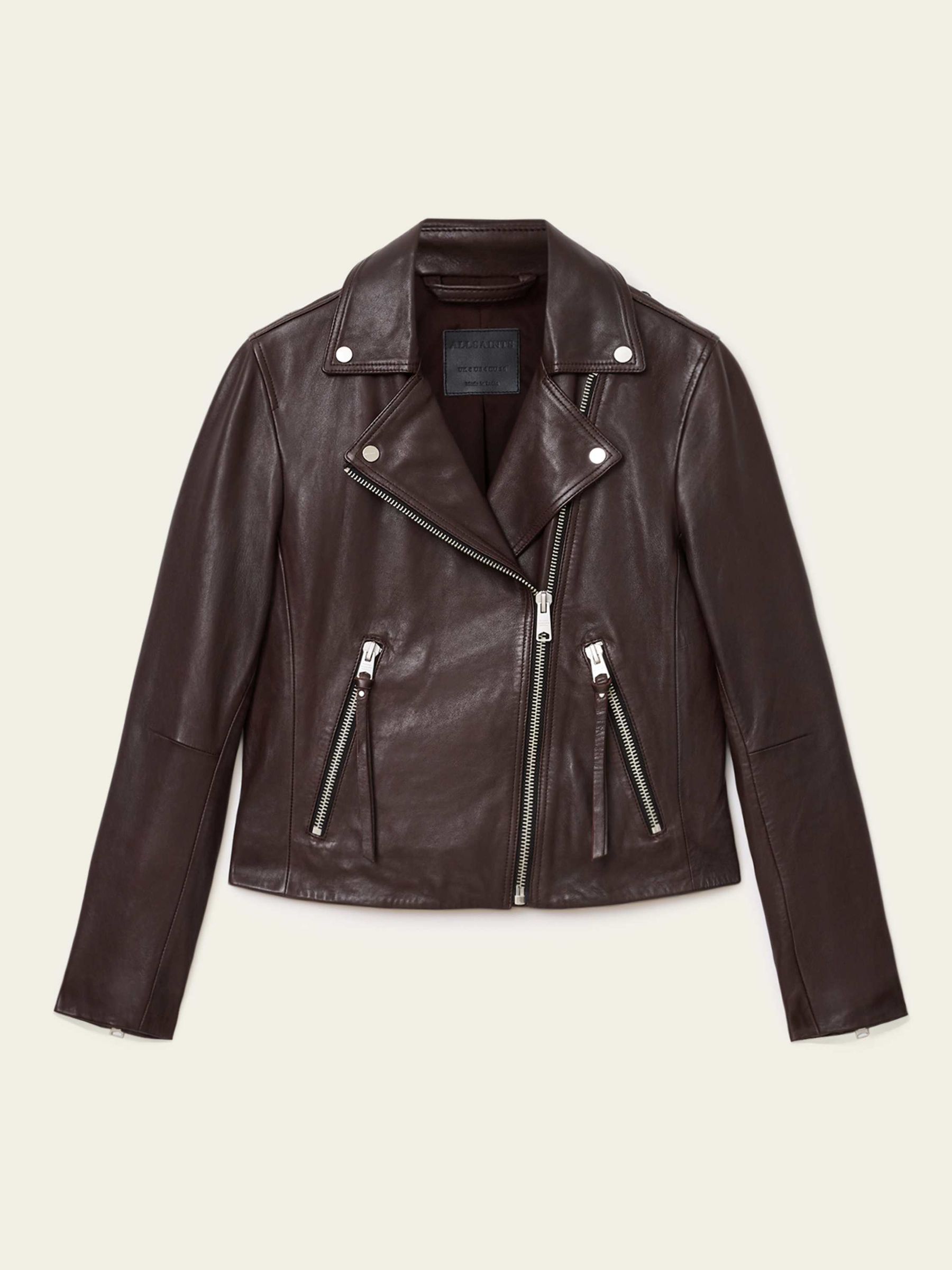 Buy AllSaints Red Slim Fit Dalby Leather Biker Jacket from the Next UK ...