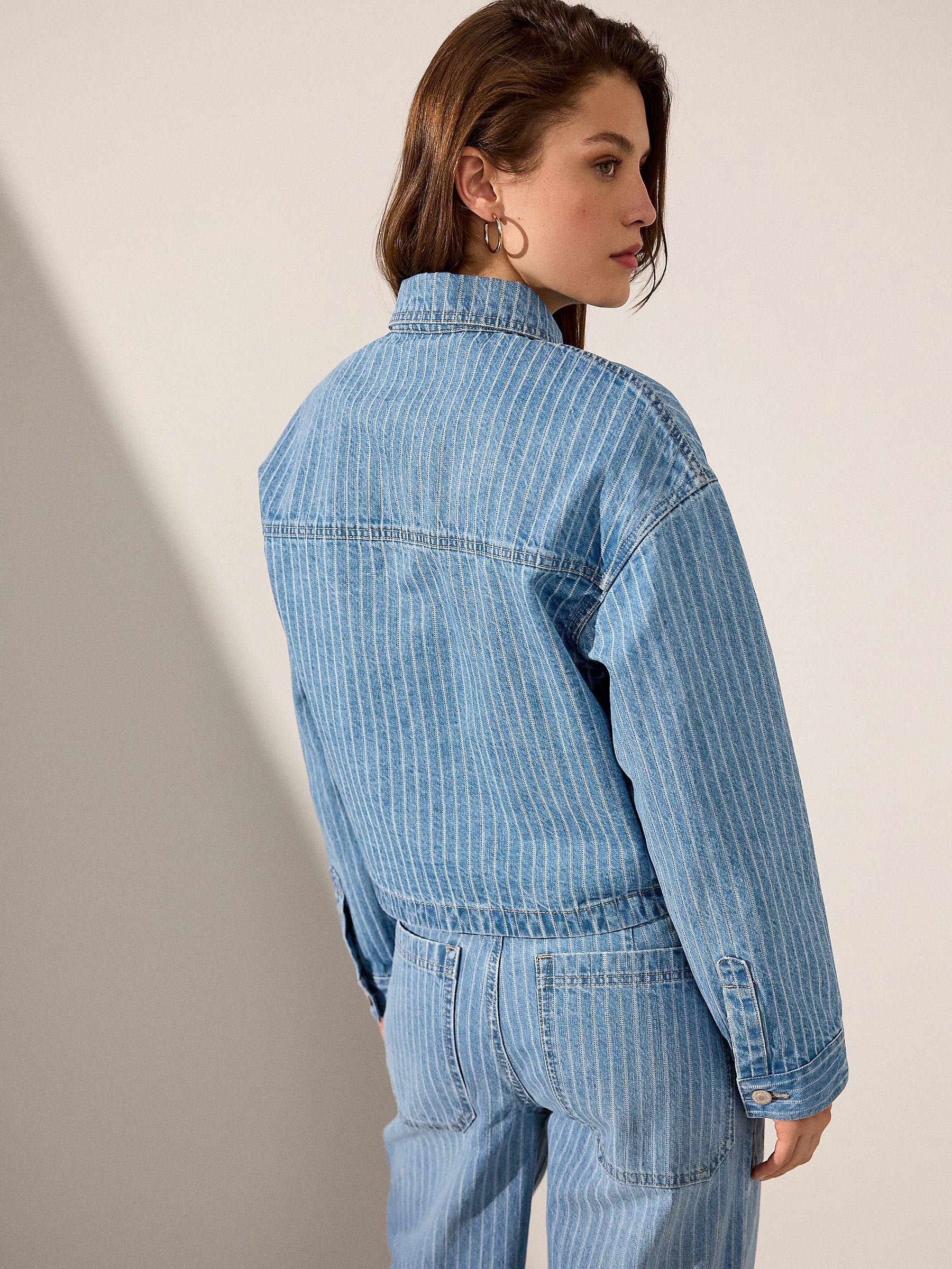 Buy Mid Blue 100% Cotton Stripe Denim Shacket from the Next UK online shop