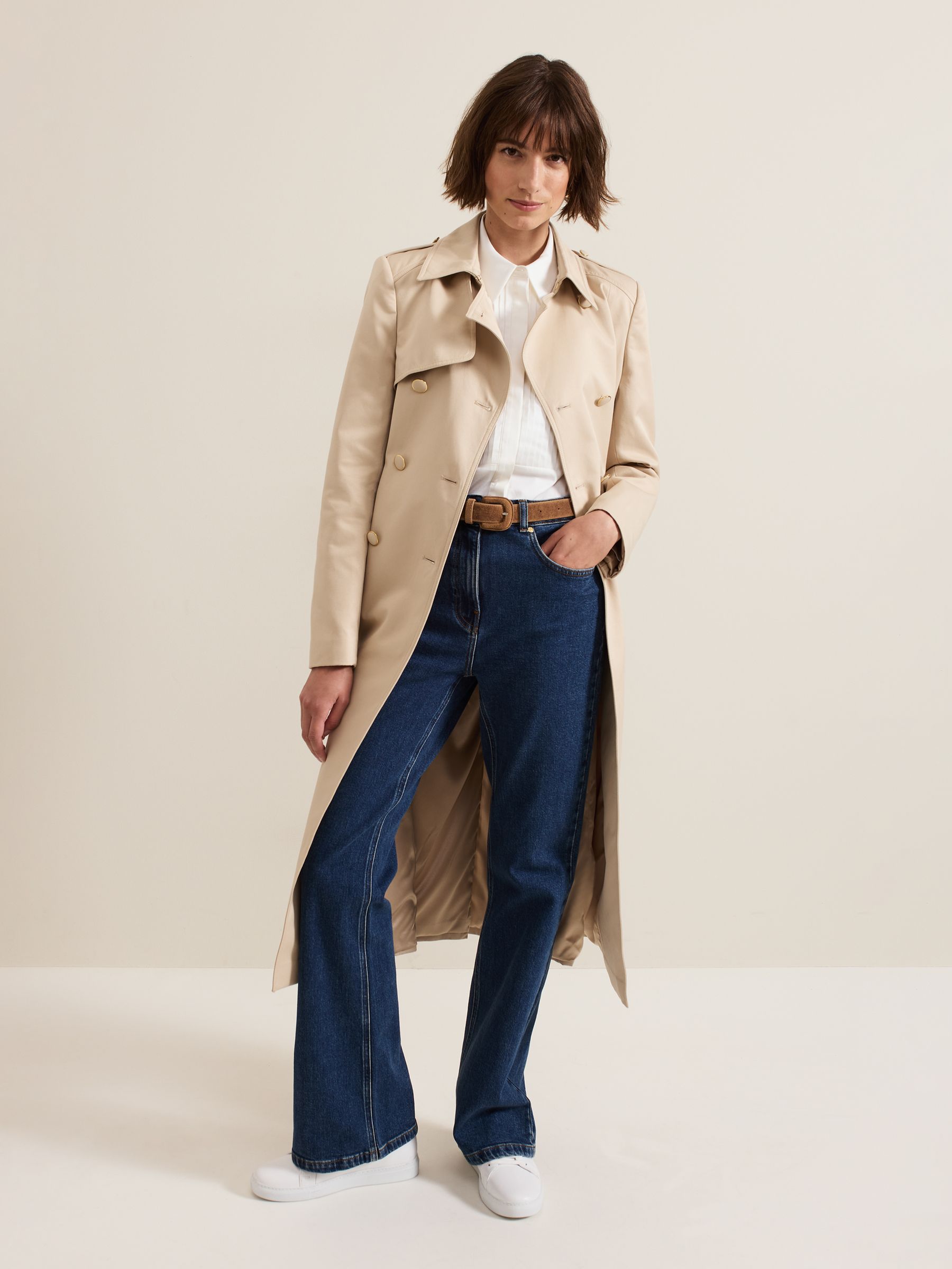 Buy Phase Eight Natural Cheryl Camel Long Fitted Trench Coat from the ...