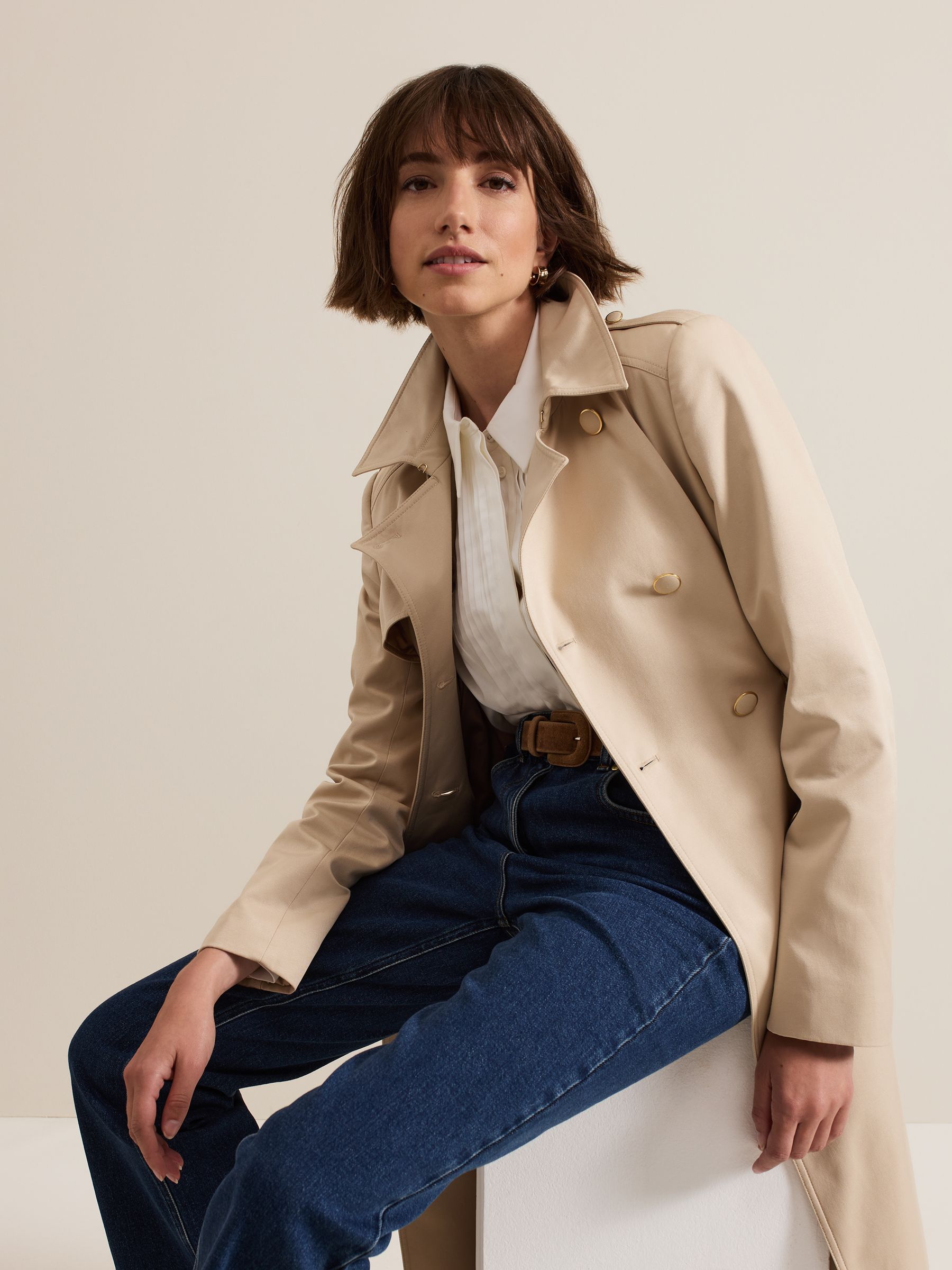 Buy Phase Eight Natural Cheryl Camel Long Fitted Trench Coat from the ...