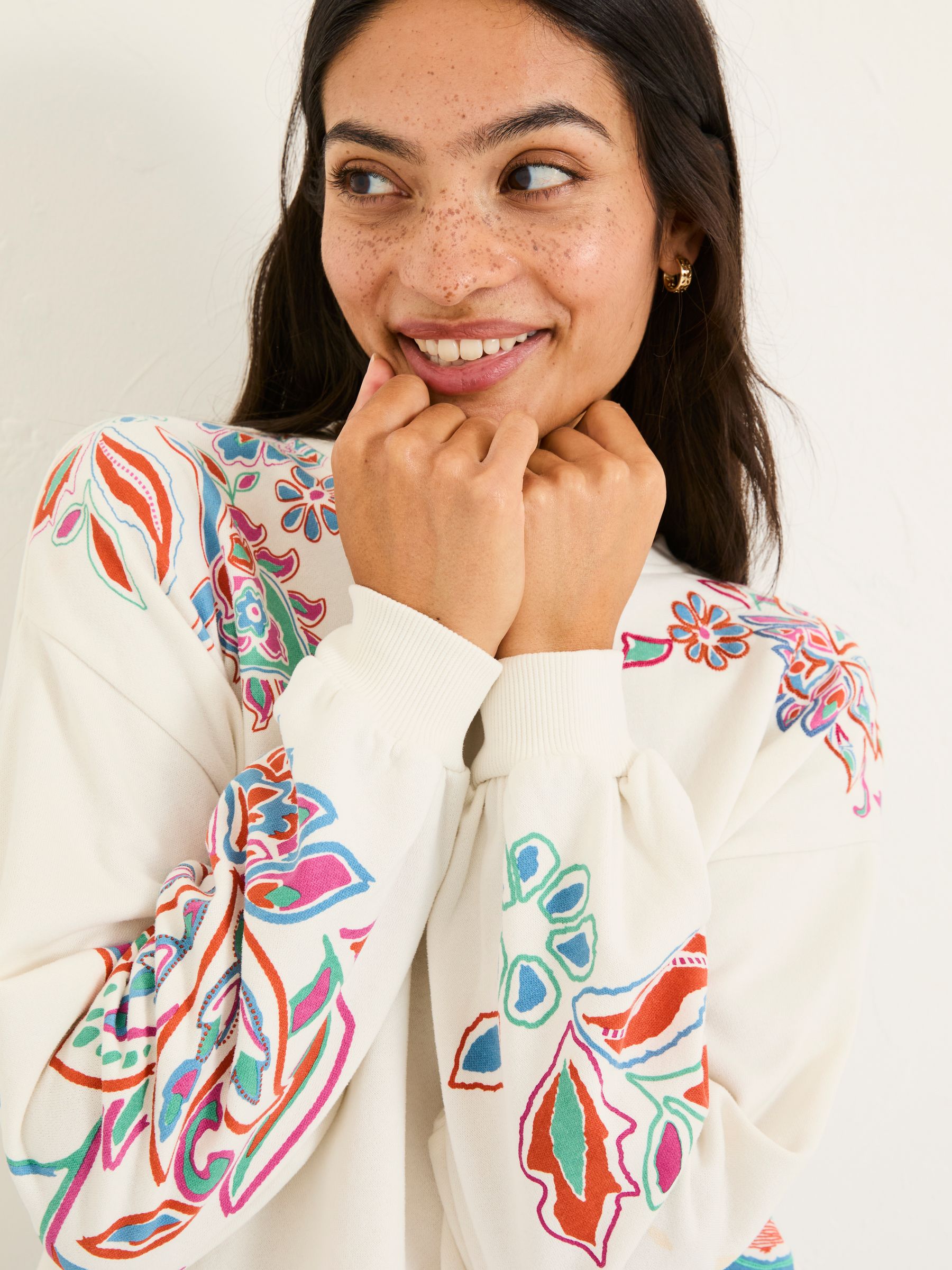 Buy FatFace Alex Ivory Utopia Embroidered Crew Sweat Top from the Next ...