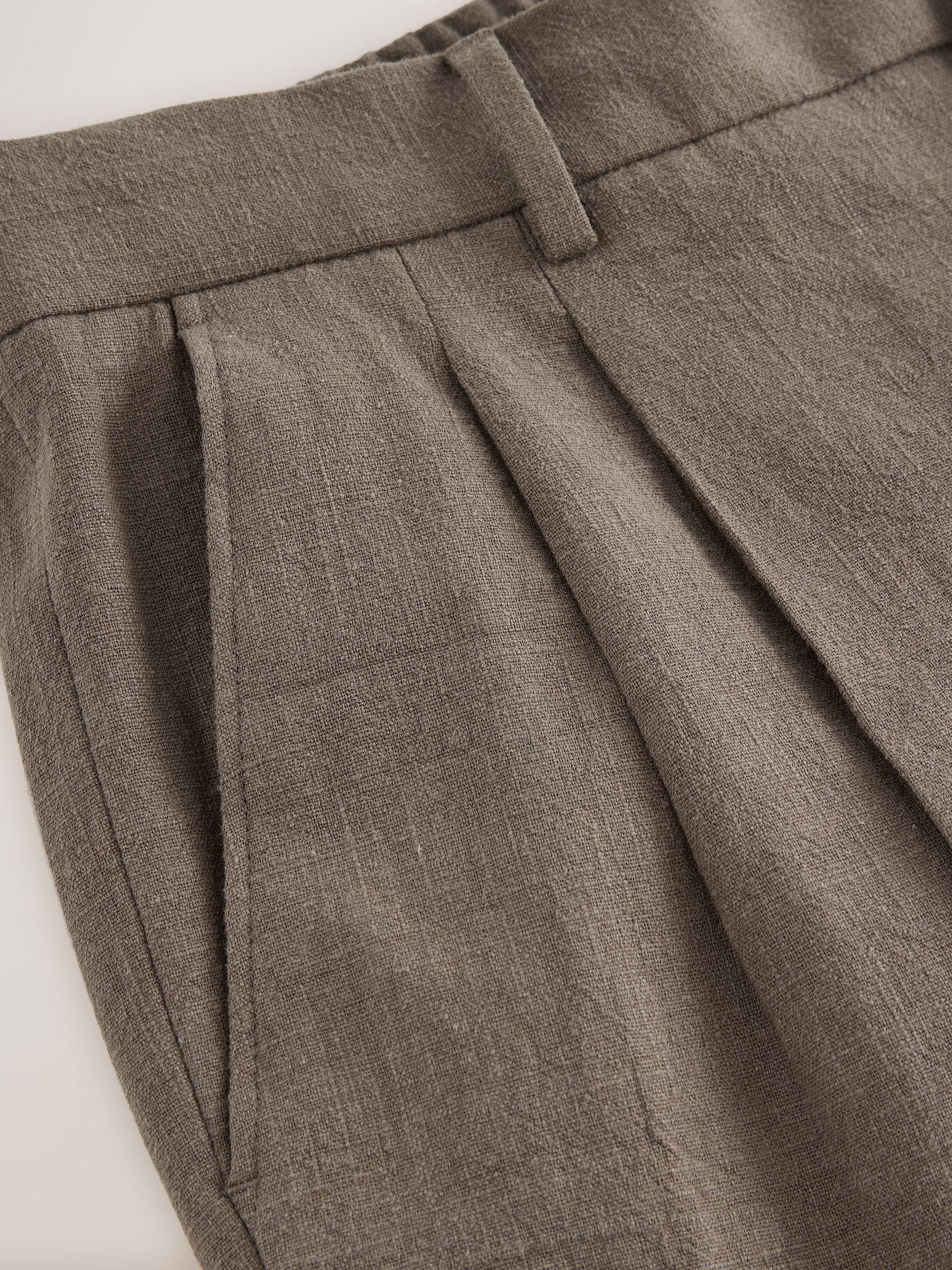 Buy Mushroom Brown Smart Linen Look Trousers With Internal Drawcord ...