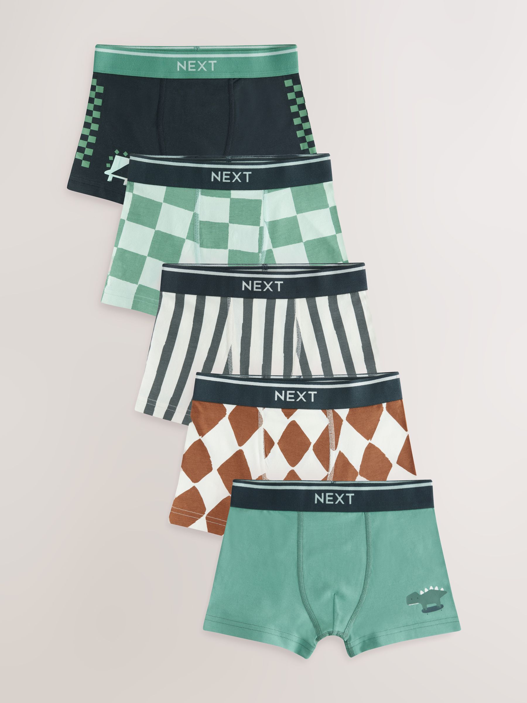 Buy Green Dino Stripe Trunks 5 Pack (1.5-12yrs) from the Next UK online ...