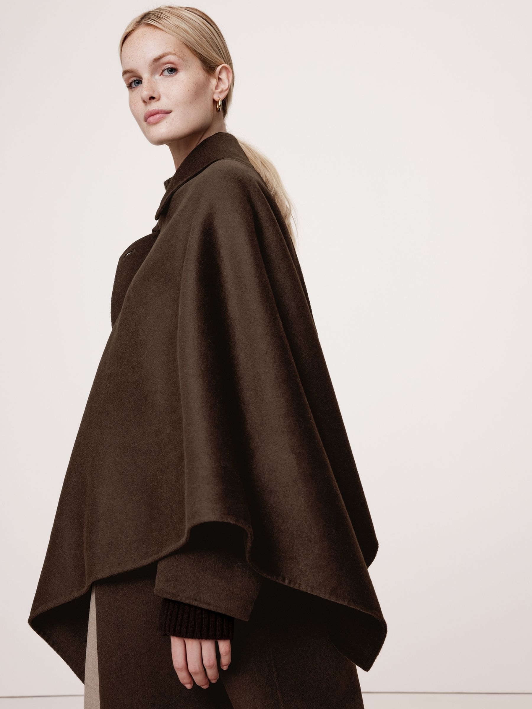 Buy Banana Republic Brown Wool-Blend Oversized Double-Faced Scarf Coat ...