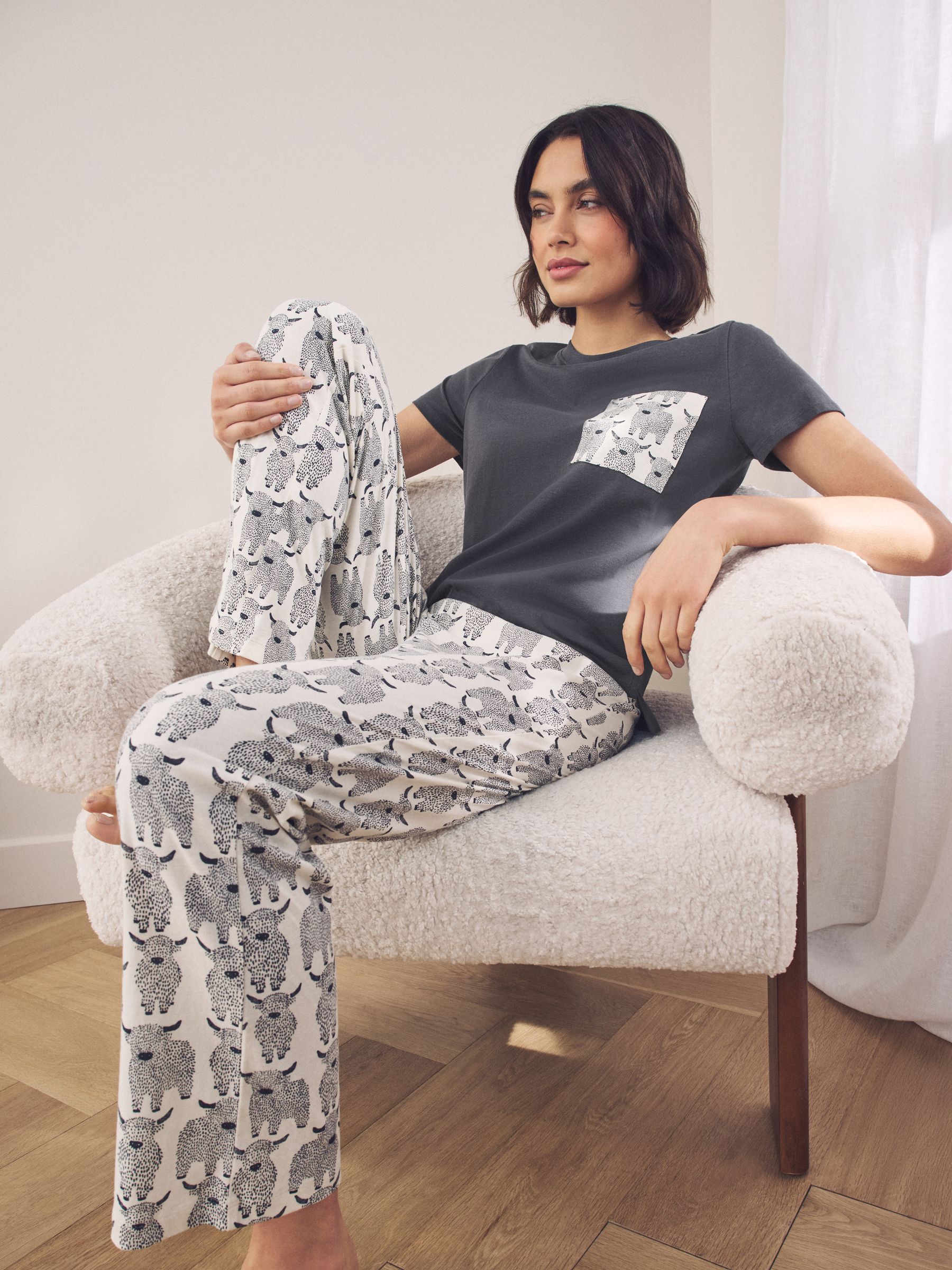 Buy Charcoal Hamish the Highland Cow Short Sleeve Pyjamas from the Next ...