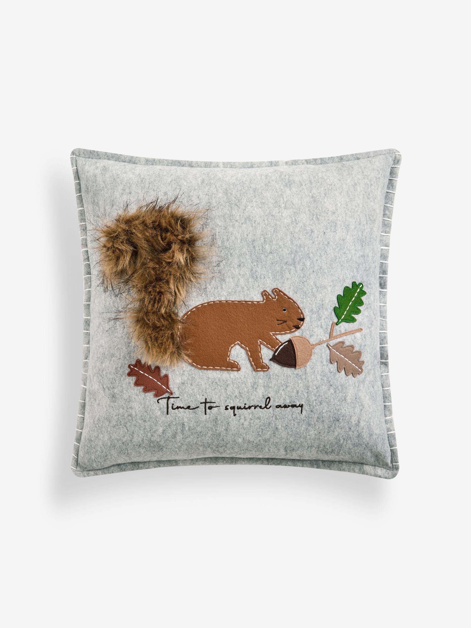 Buy Grey Autumn 43 x 43cm Embroidered Squirrel Cushion from the Next UK ...