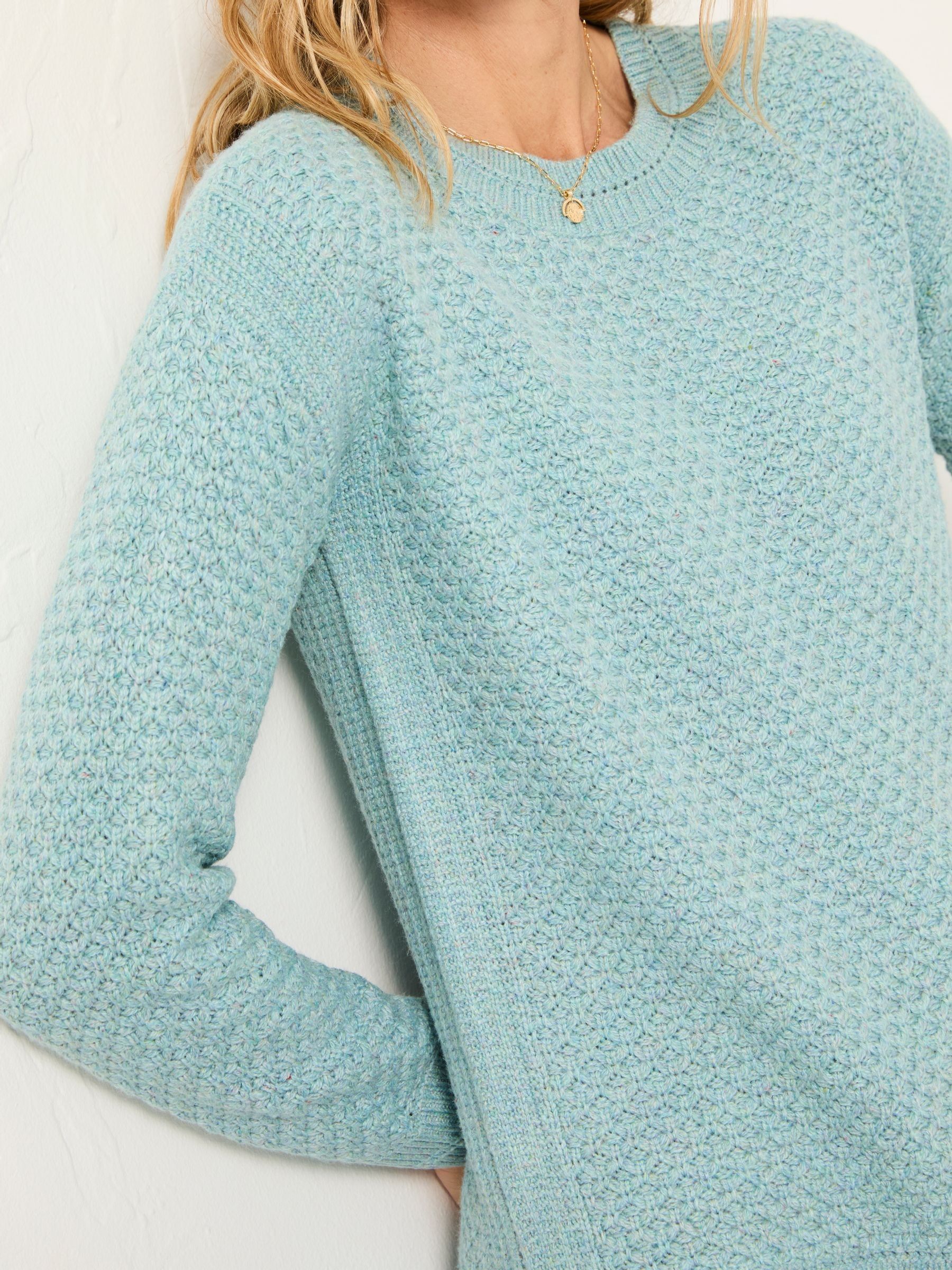 Buy FatFace Ella Duck Egg Blue Textured Knitted Jumper from the Next UK ...