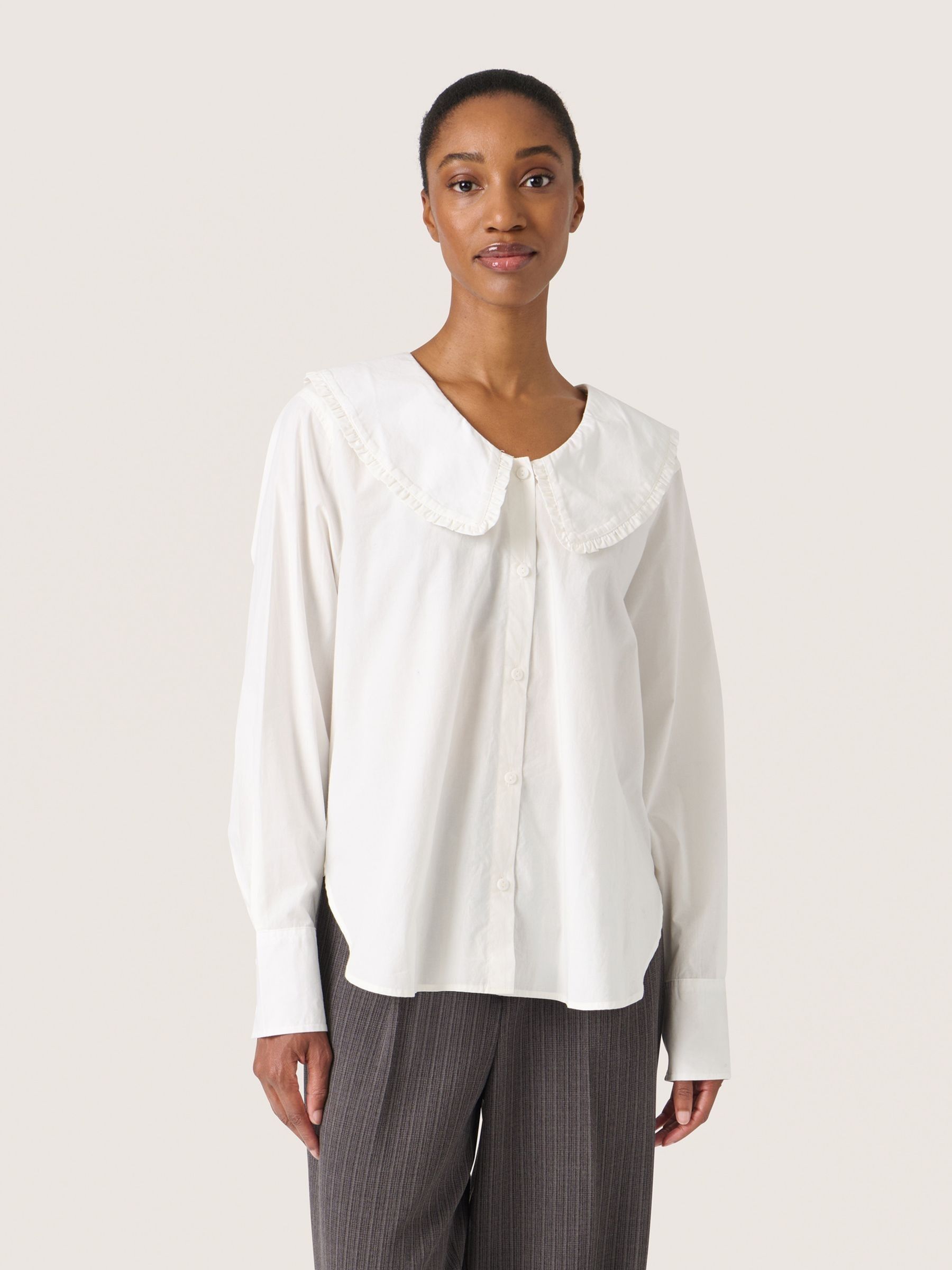Buy Soaked in Luxury SLDivia Puritan Collar Long Sleeve 100% Cotton ...
