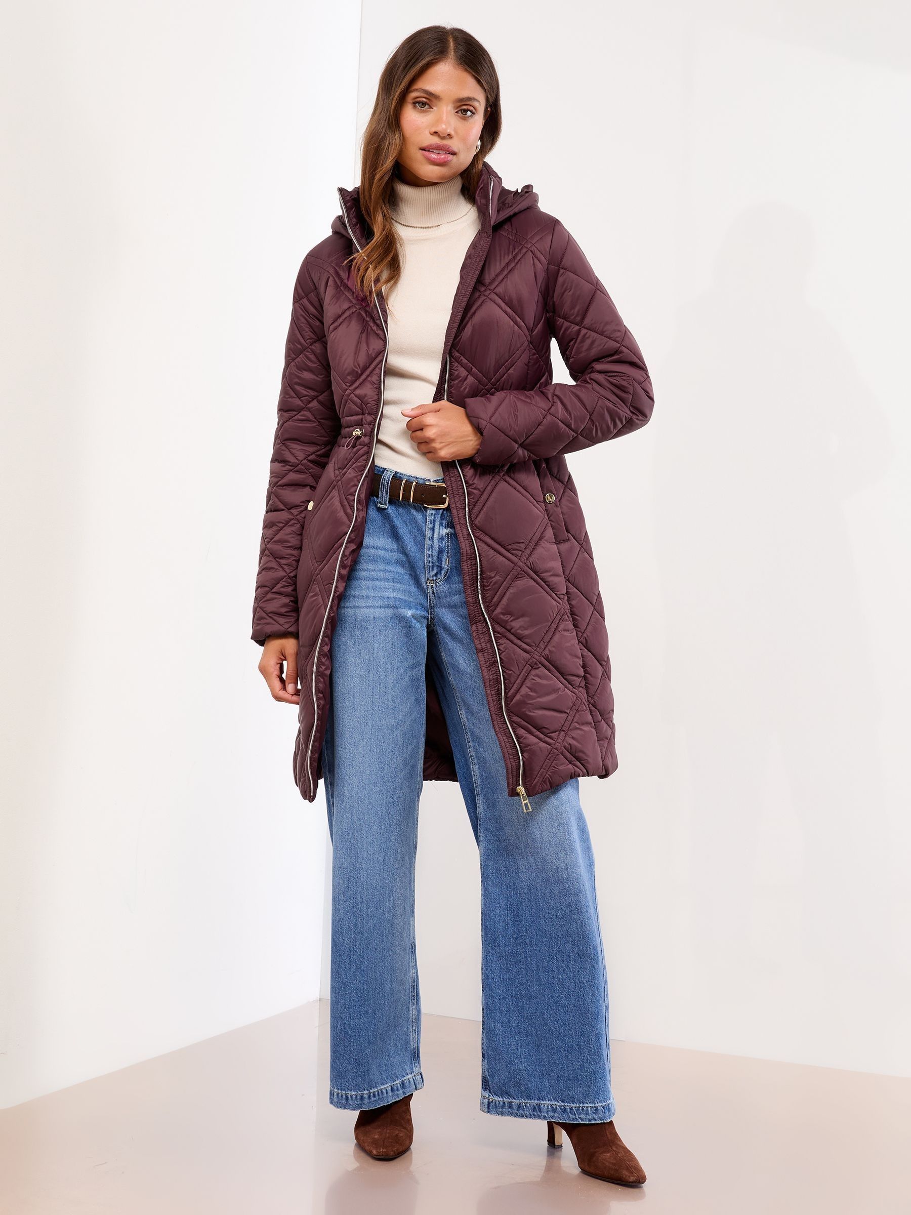 Buy Lipsy Cherry Red Petite Mid Length Shower Resistant Padded Coat ...