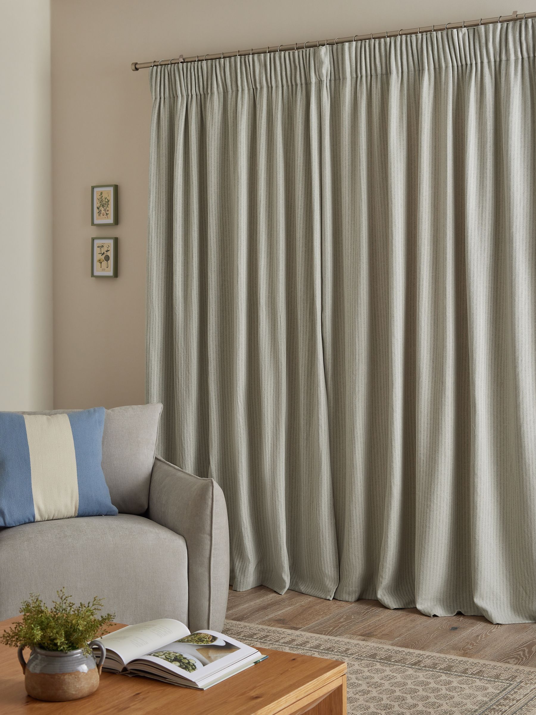 Buy Blue Brushed Stripe Pencil Pleat Lined Curtains from the Next UK ...