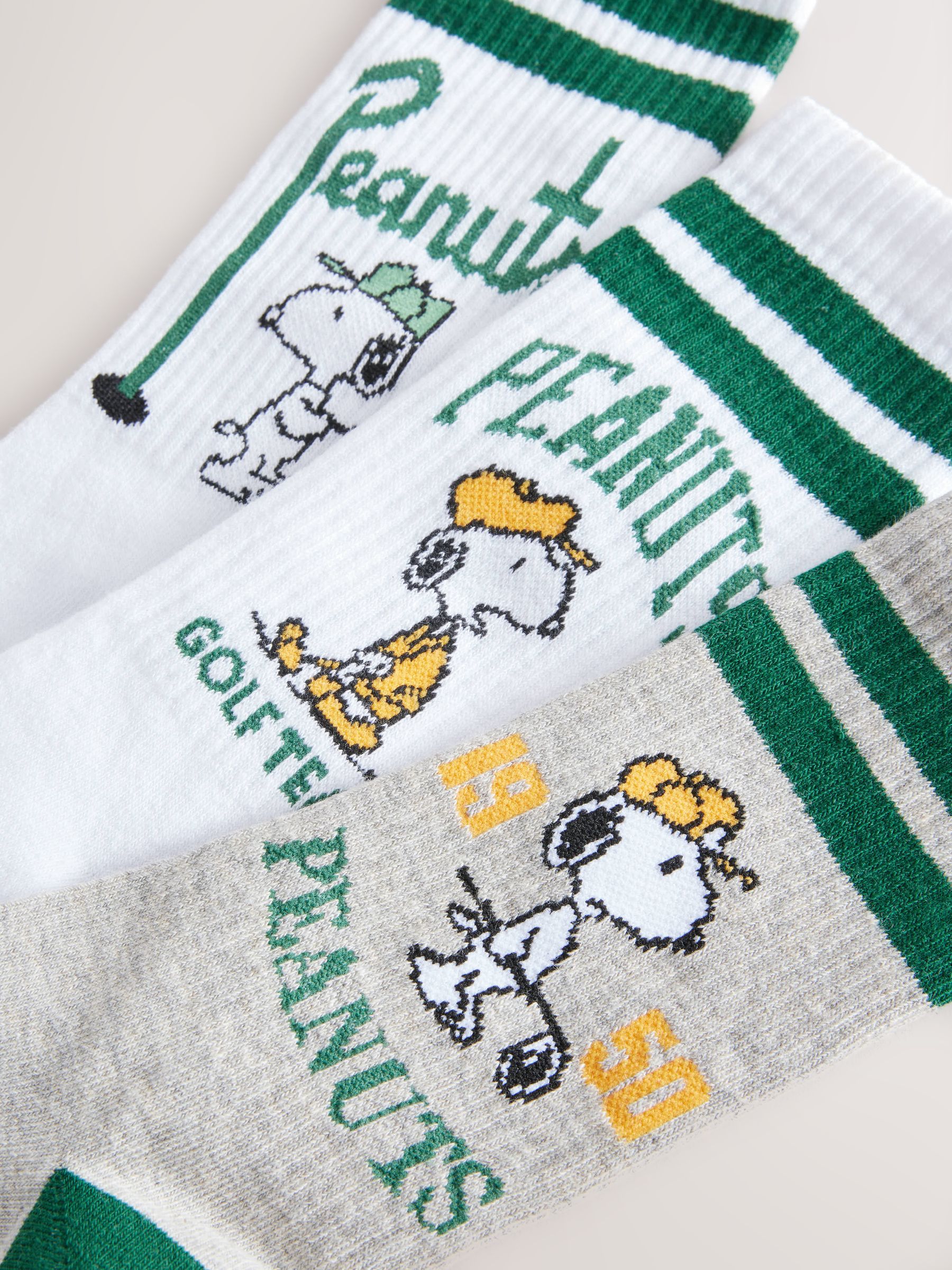 Buy White Golf Snoopy Pattern License Sports Socks 3 Pack from the Next ...