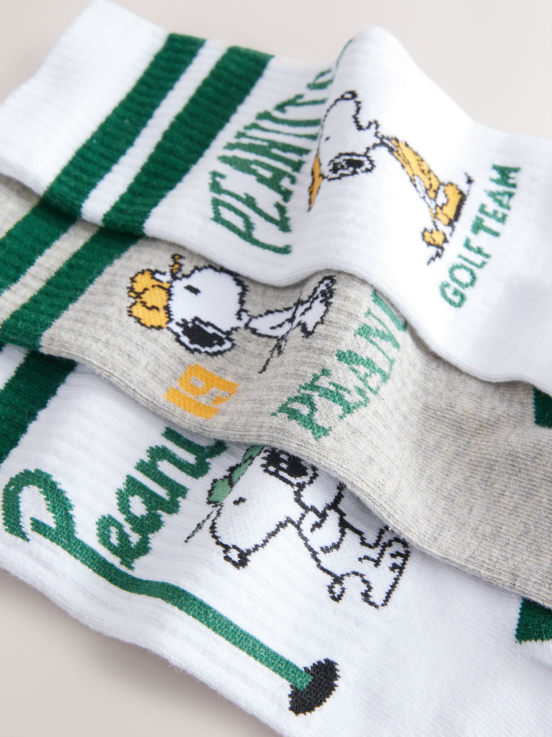 Buy White Golf Snoopy Pattern License Sports Socks 3 Pack from the Next ...