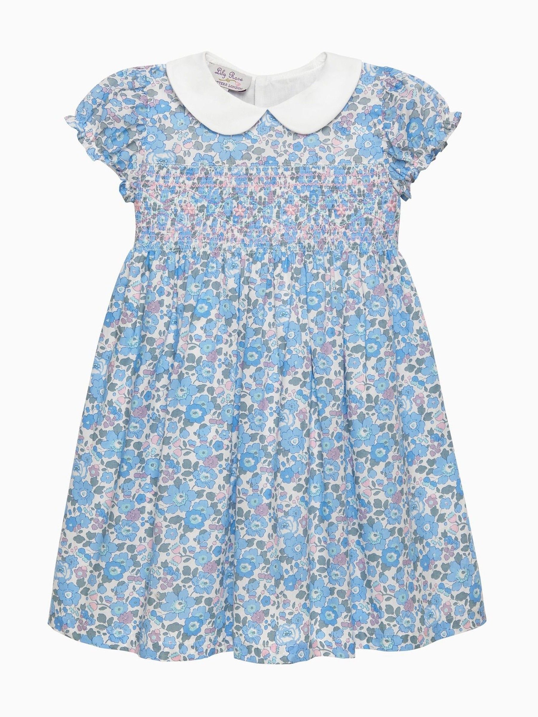 Buy Trotters London Liberty Print Blue 100% Cotton Betsy Smocked Dress ...