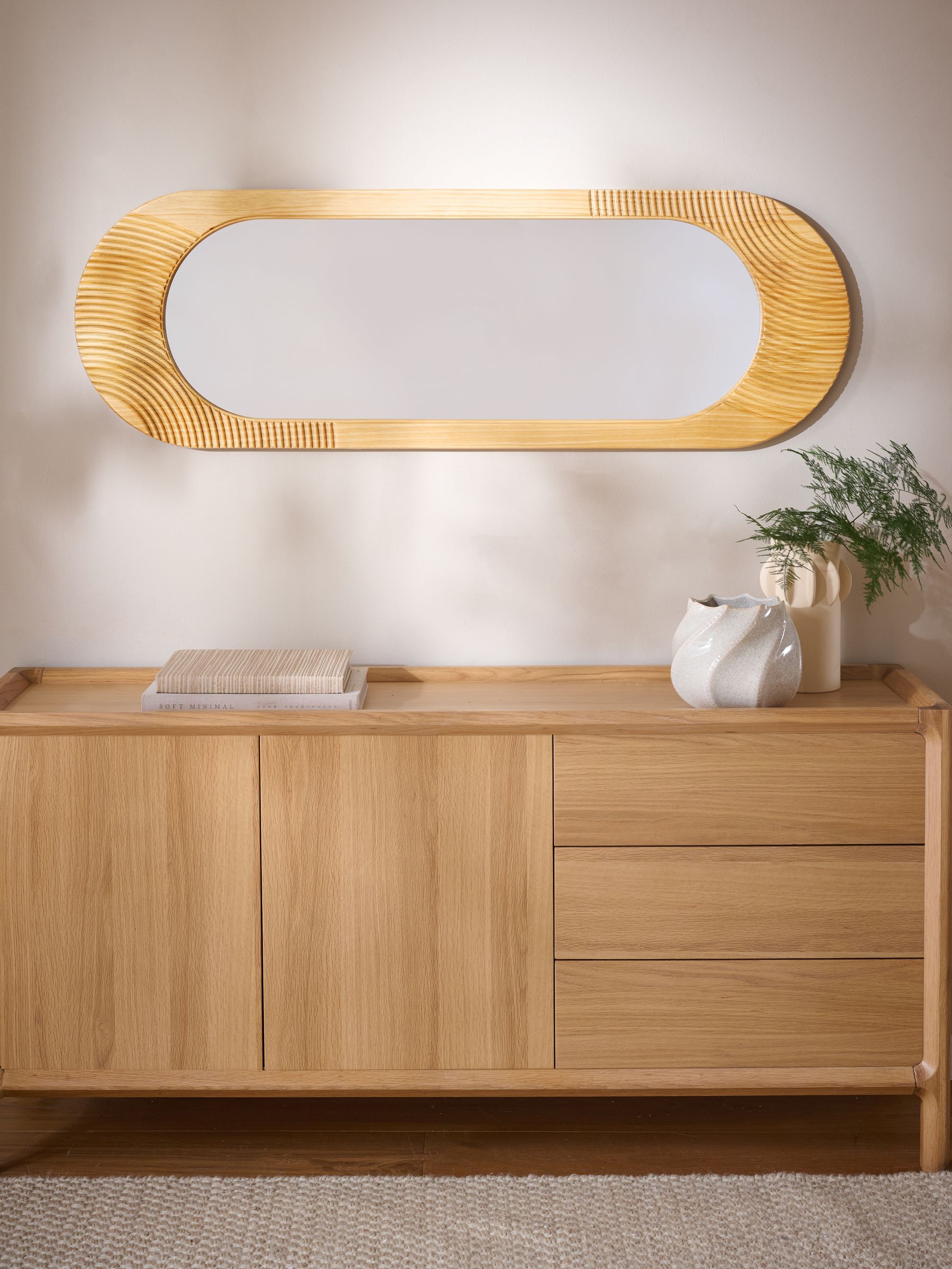 Buy Neutral Carved Wood Pill Full Length Mirror from Next Hong Kong