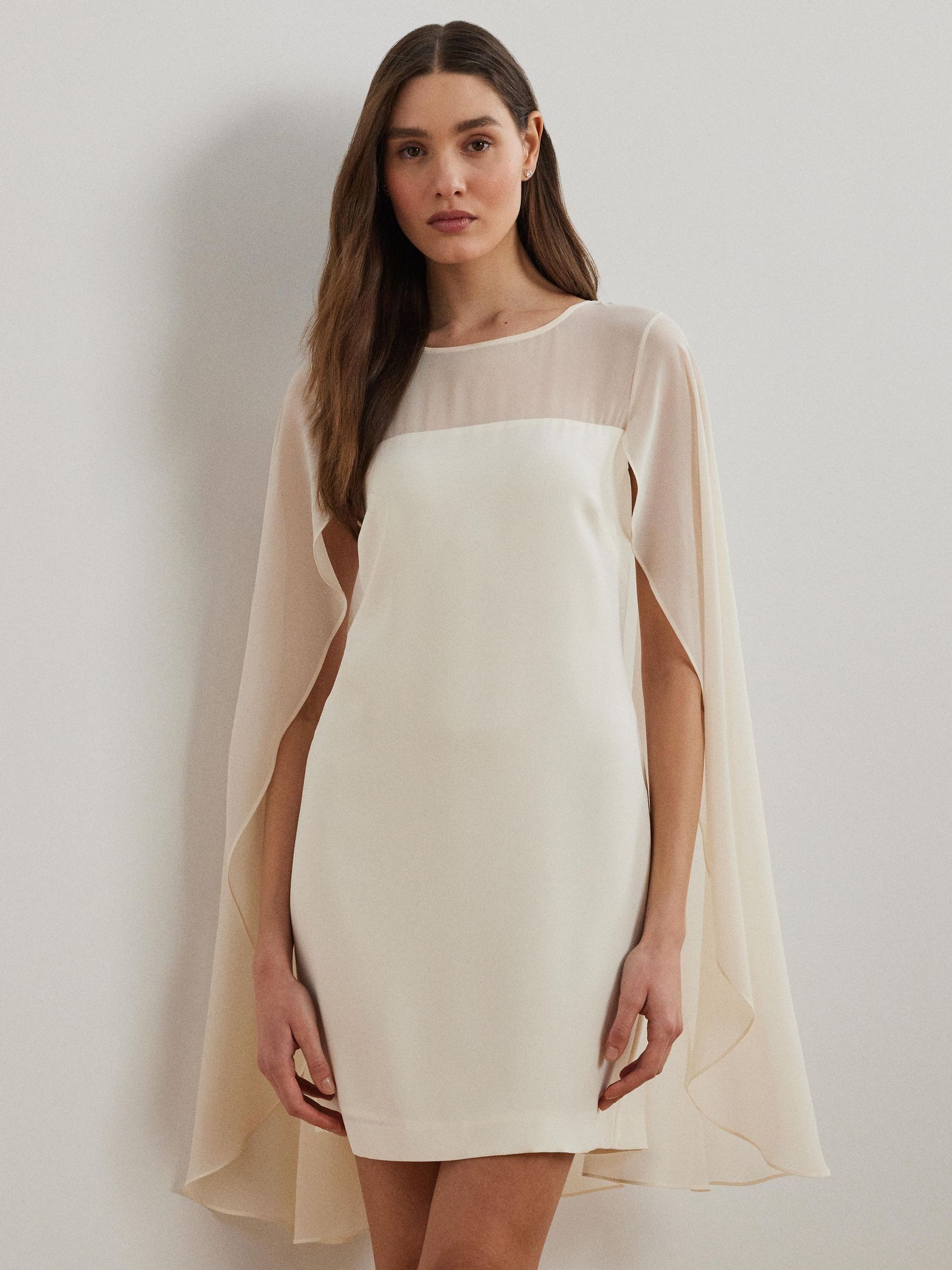 Buy Lauren Ralph Lauren Mascarpone Cream Cape Georgette Cocktail Dress ...