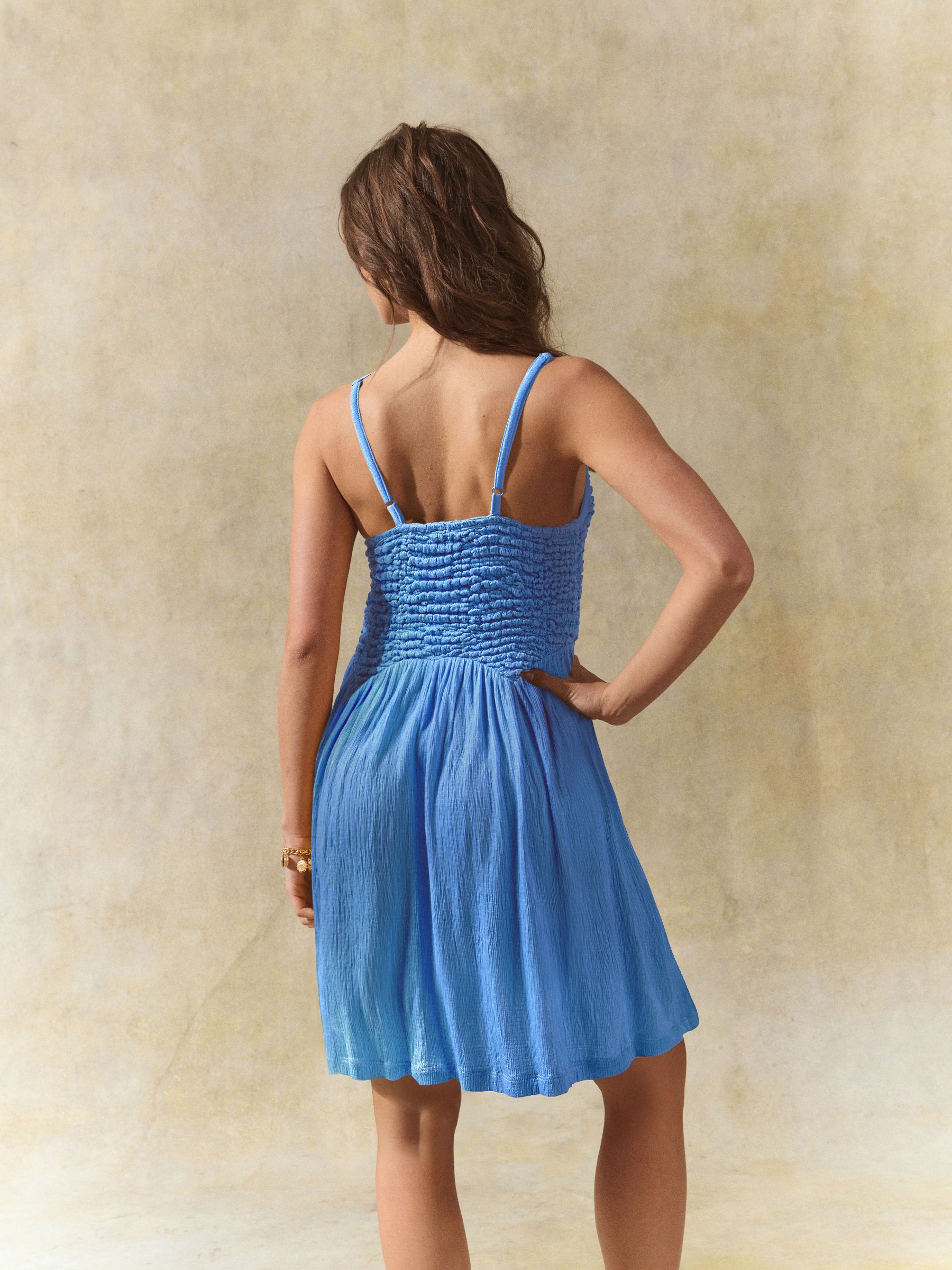 Buy Pastel Blue Strappy Textured Jersey Mini Dress from Next Ireland