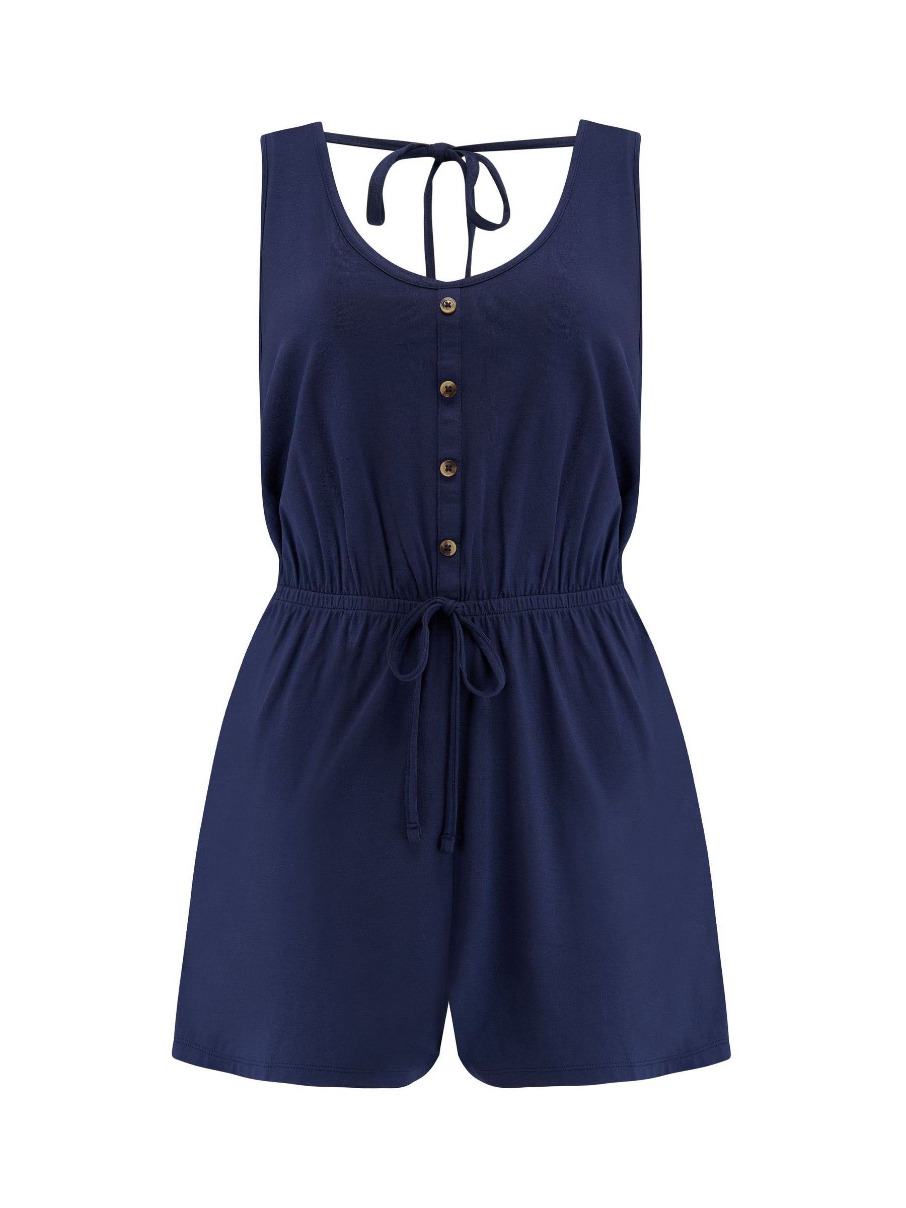 Buy Pour Moi Blue Button Front Stretch Jersey Beach Playsuit from the ...