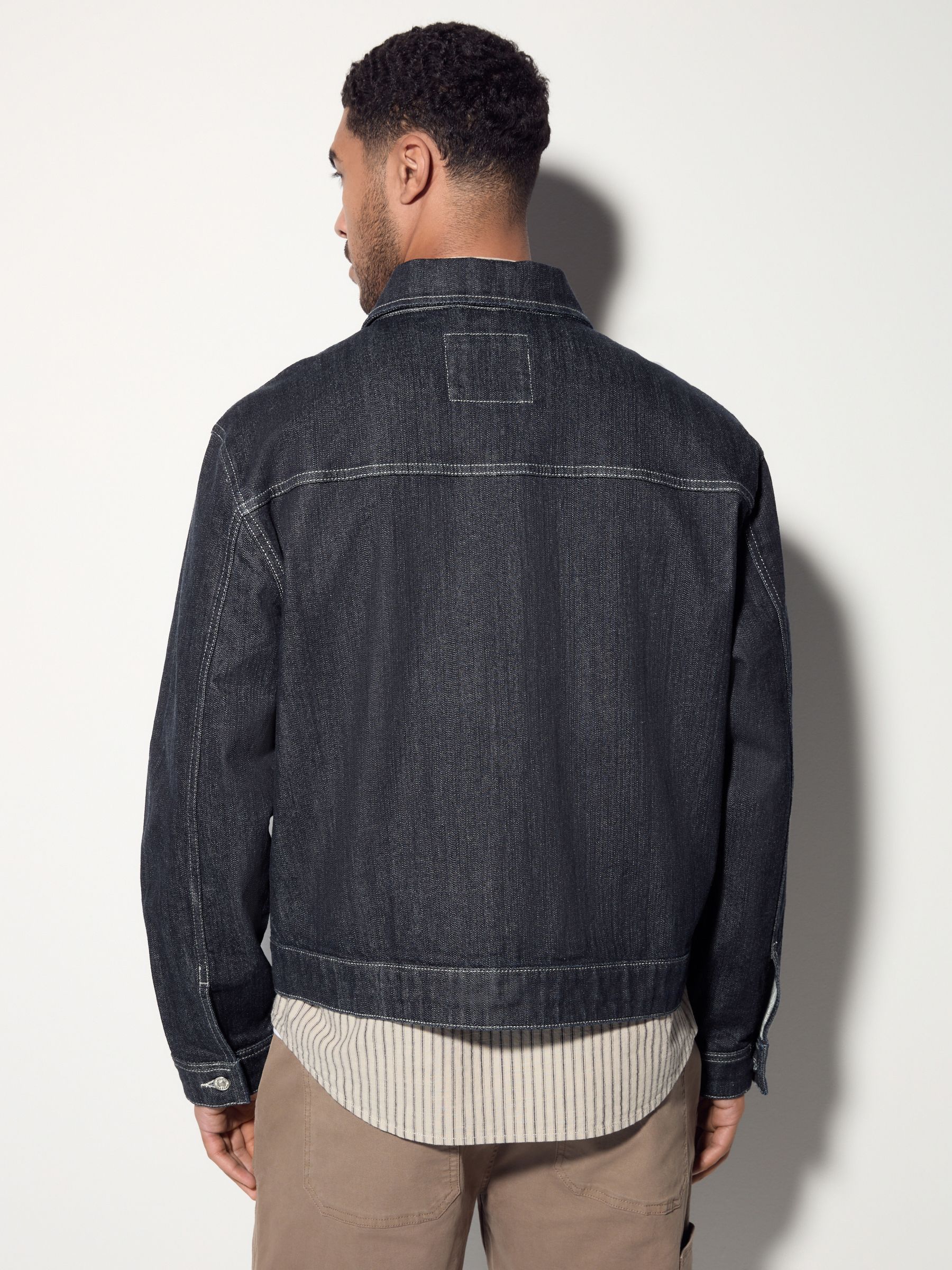 Buy Dark Blue Contrast Stitched Denim Jacket from the Next UK online shop