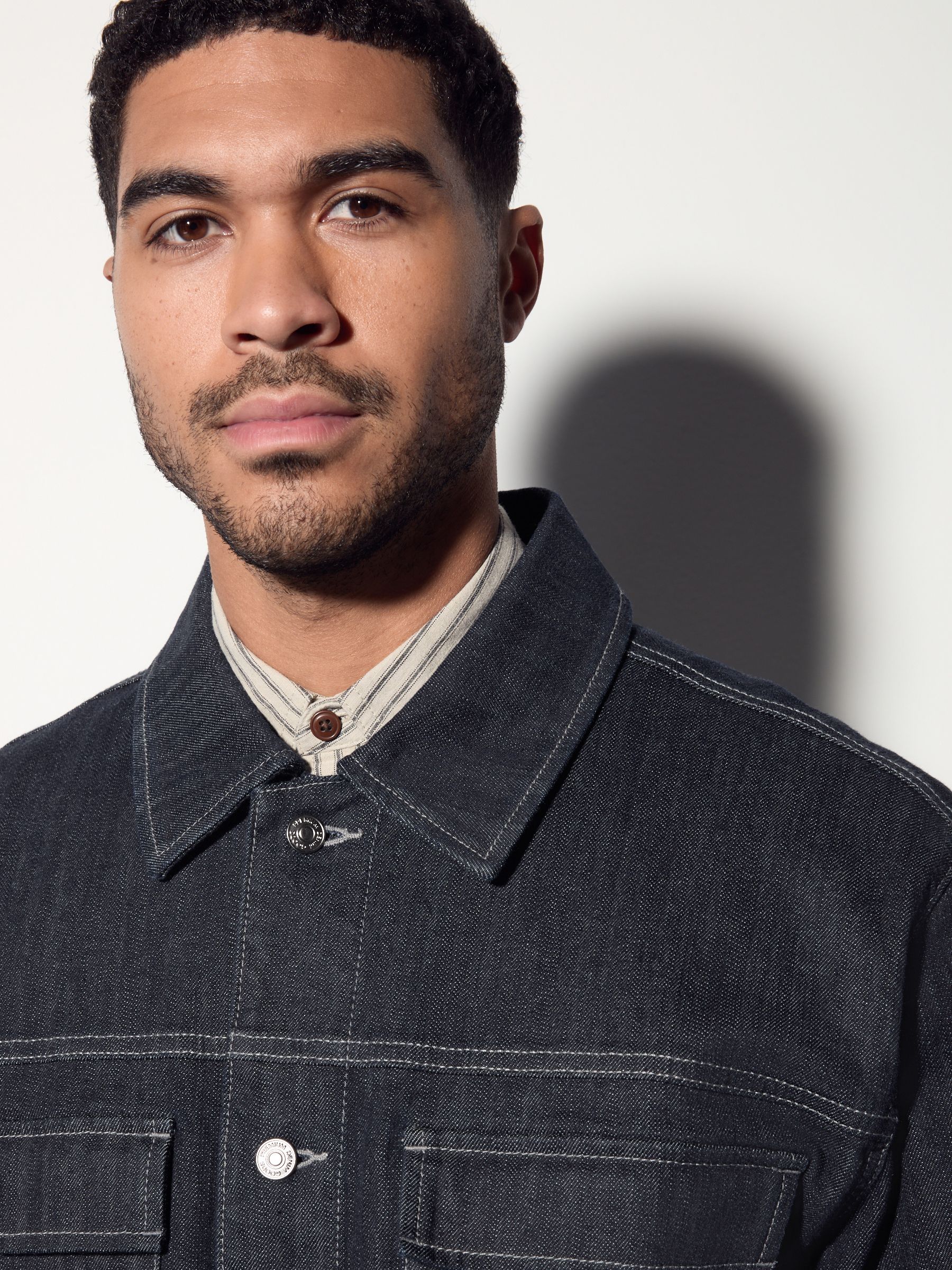 Buy Dark Blue Contrast Stitched Denim Jacket from the Next UK online shop