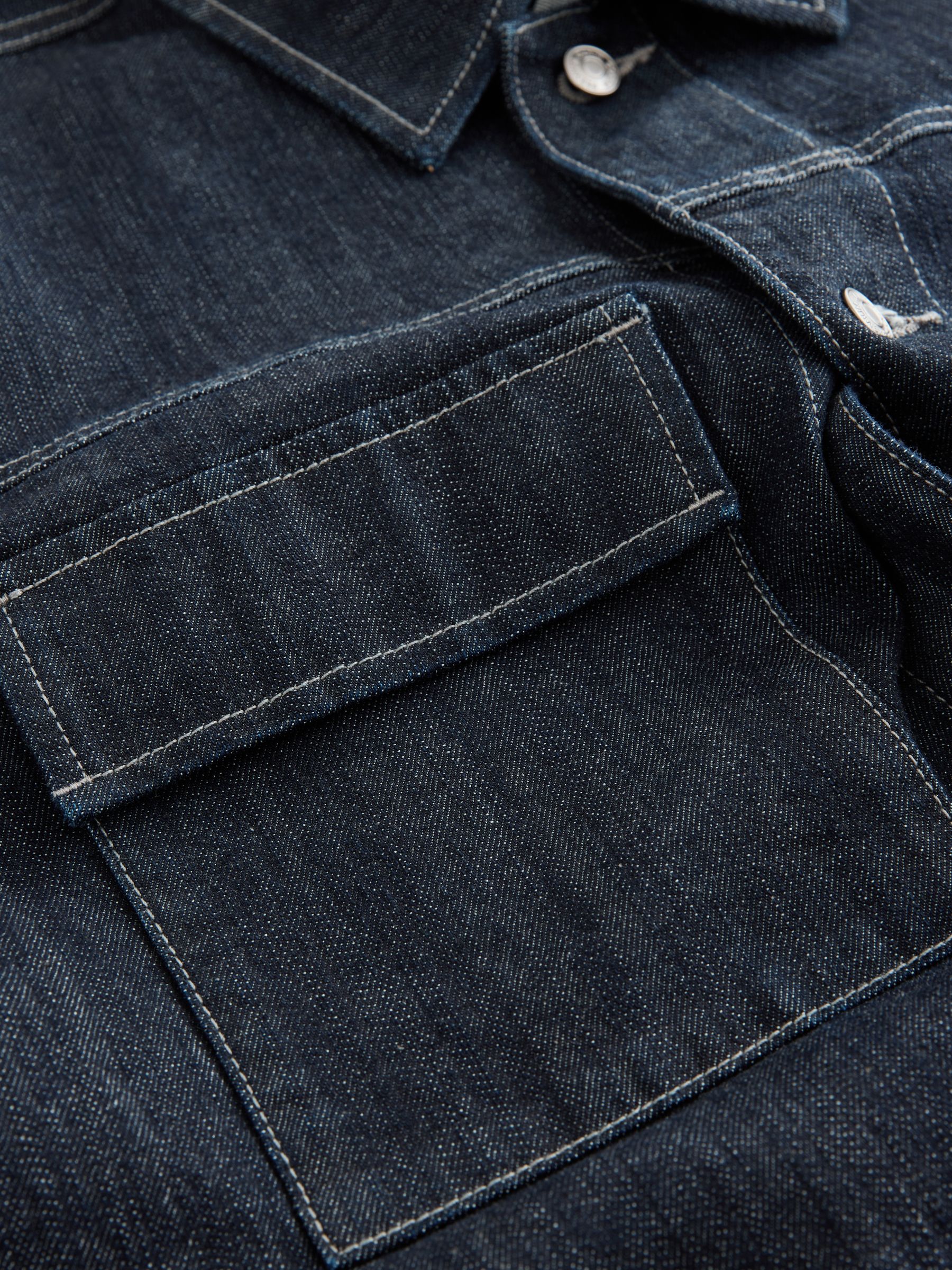 Buy Dark Blue Contrast Stitched Denim Jacket from the Next UK online shop