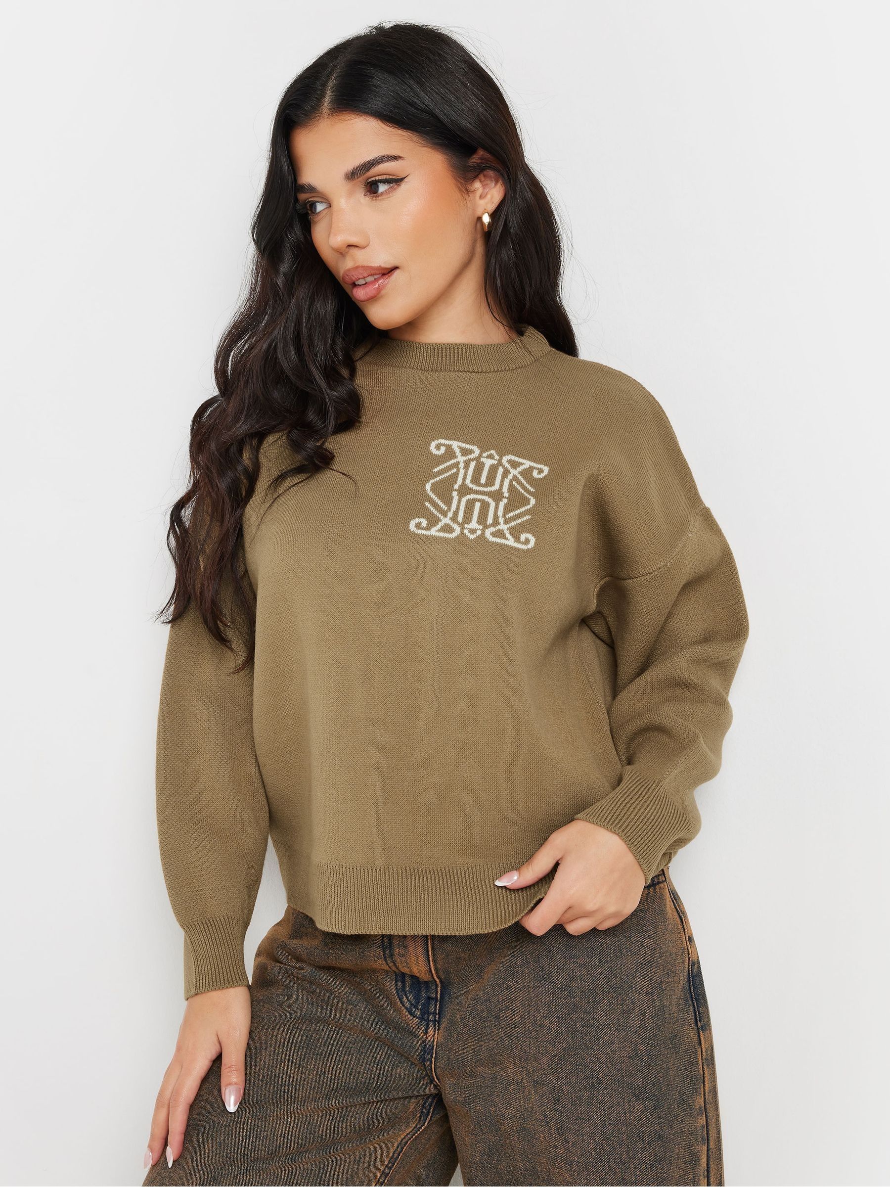 Buy PixieGirl Petite Brown Contrast Swirl Knitted Jumper from the Next ...