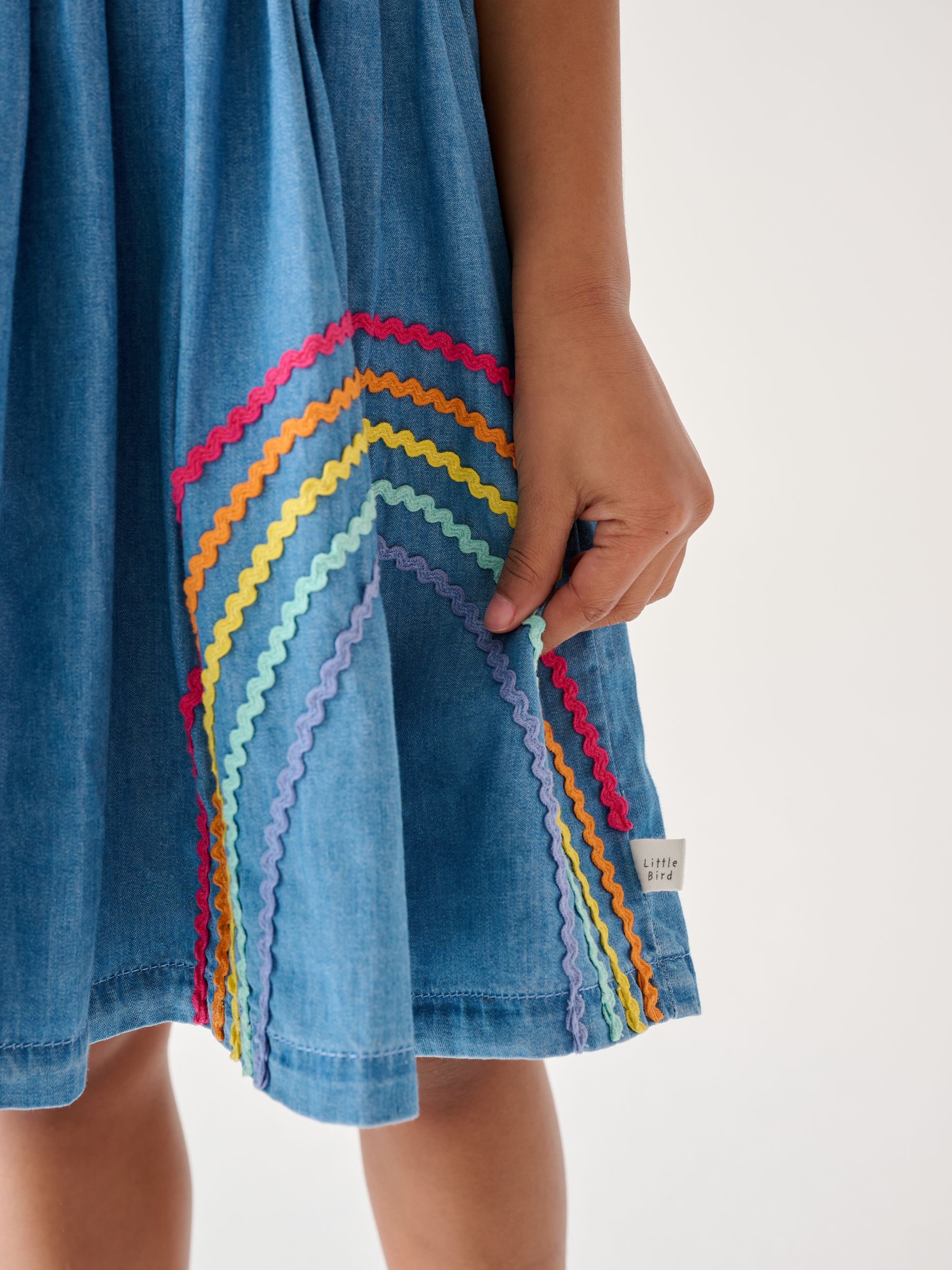 Buy Little Bird by Jools Oliver Pink Rainbow Embroidered Chambray ...