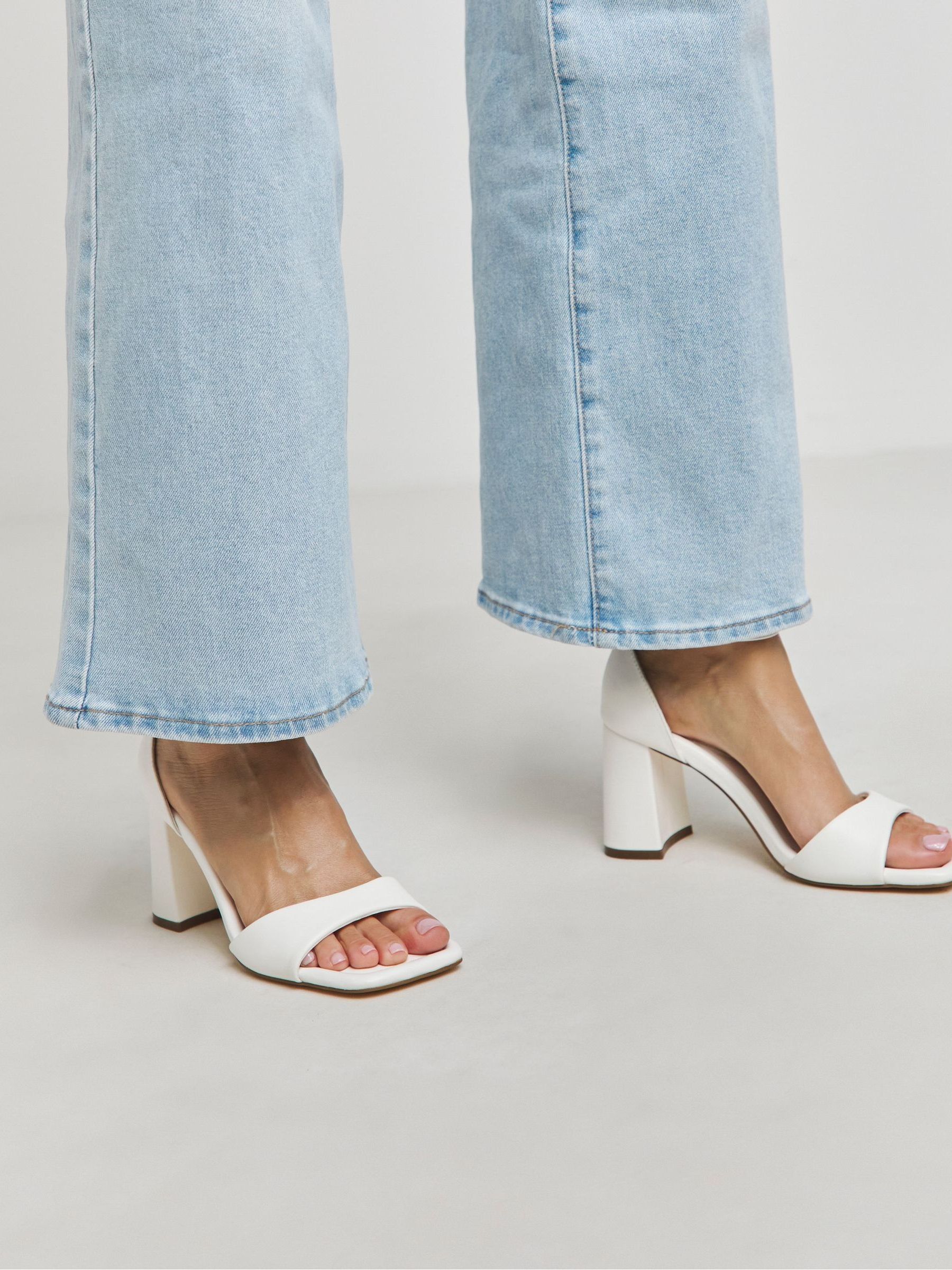 Buy Simply Be White Barely There Block Heel Sandals In Wide Fit from ...