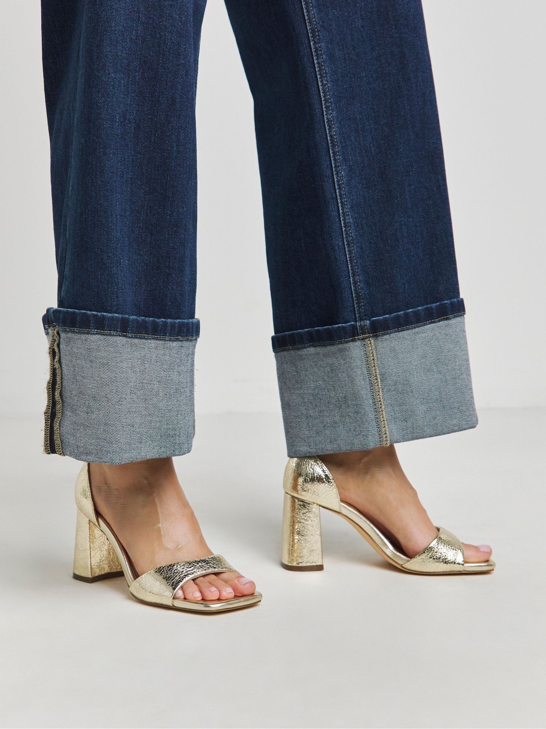 Buy Simply Be Gold Barely There Block heel Sandals In Extra Wide Fit ...