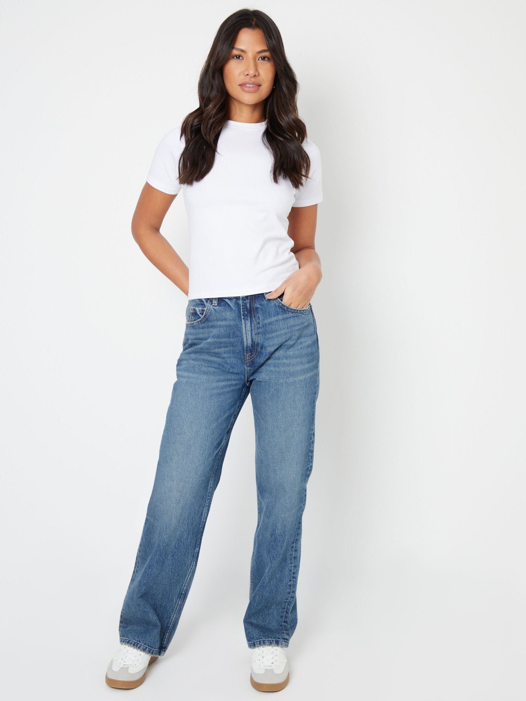 Buy Threadbare Mid Blue Straight Leg Jeans from the Next UK online shop