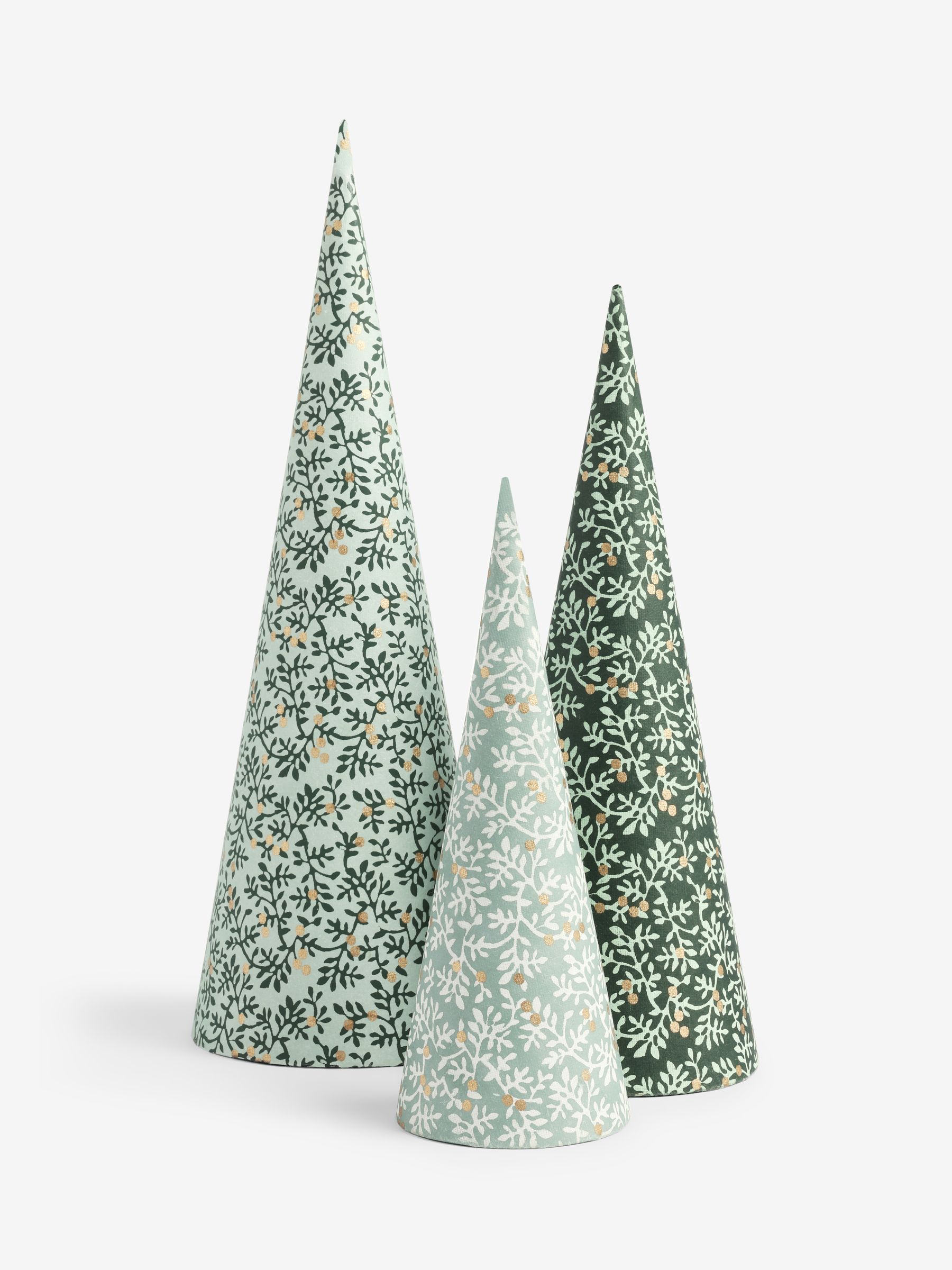 Buy Set of 3 Green Printed Floral Print Paper Trees from Next Portugal