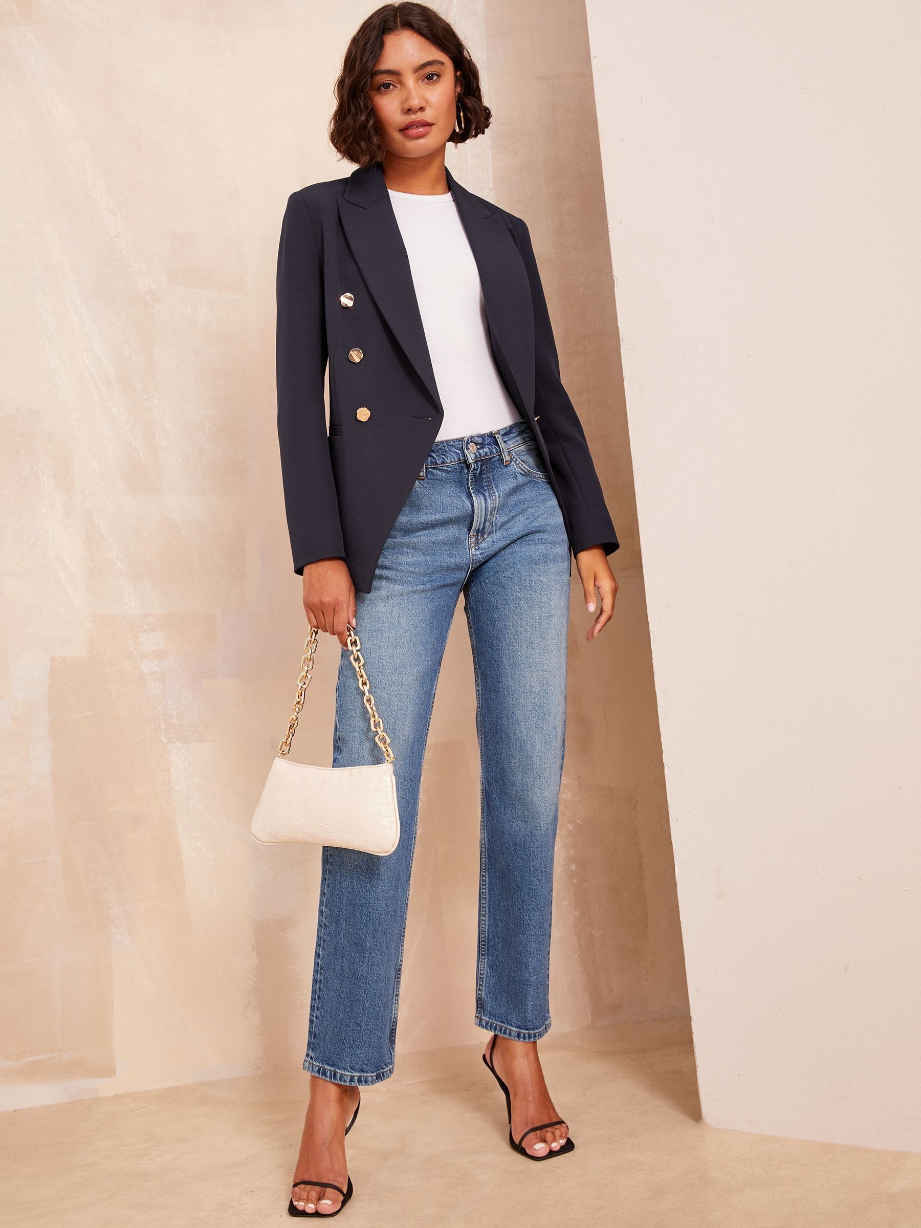 Buy Friends Like These Blue Military Gold Button Tailored Fitted Blazer ...