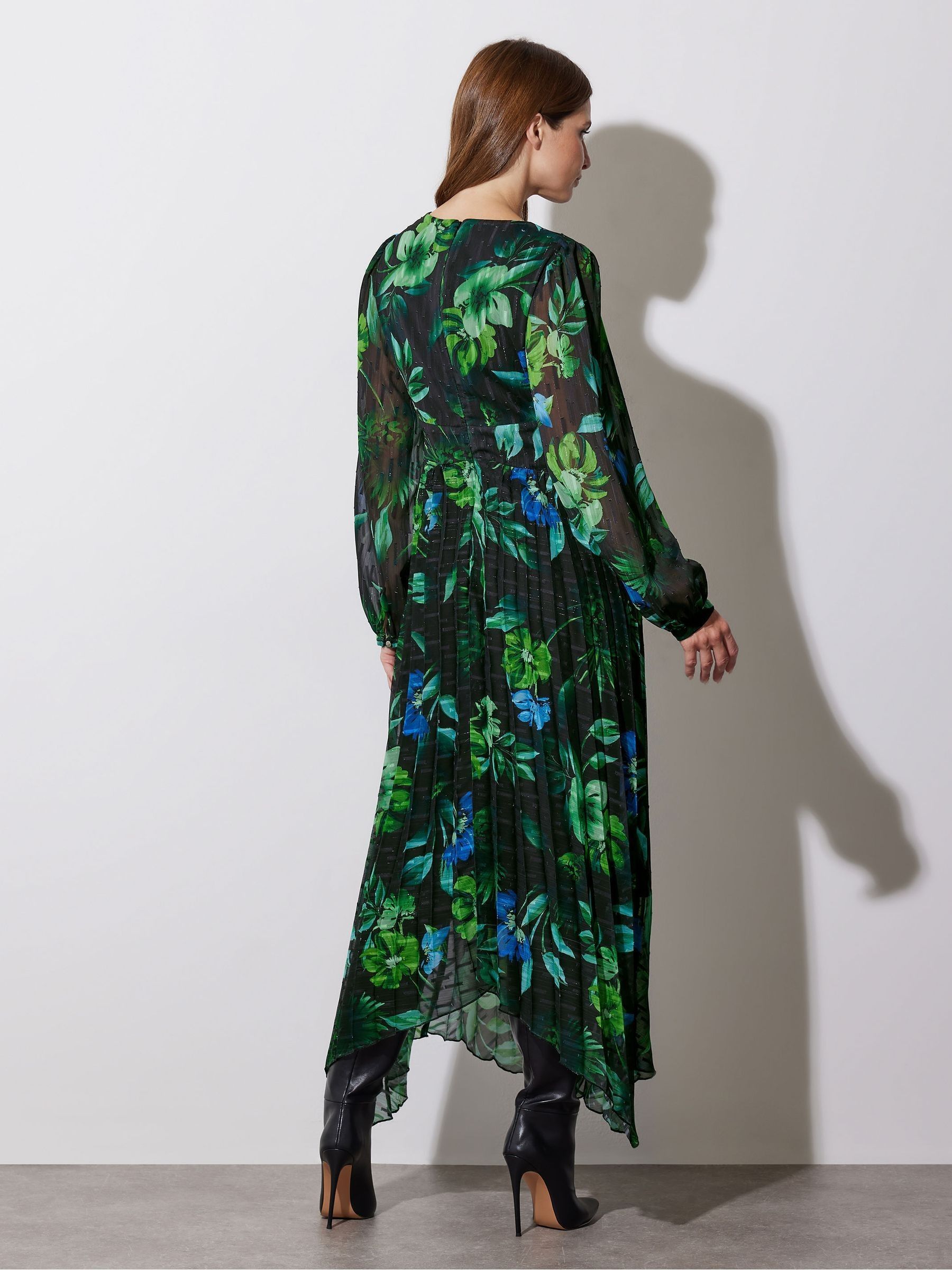 Buy Star by Julien MacDonald Green Pleated Floral Leaf Dress from the ...