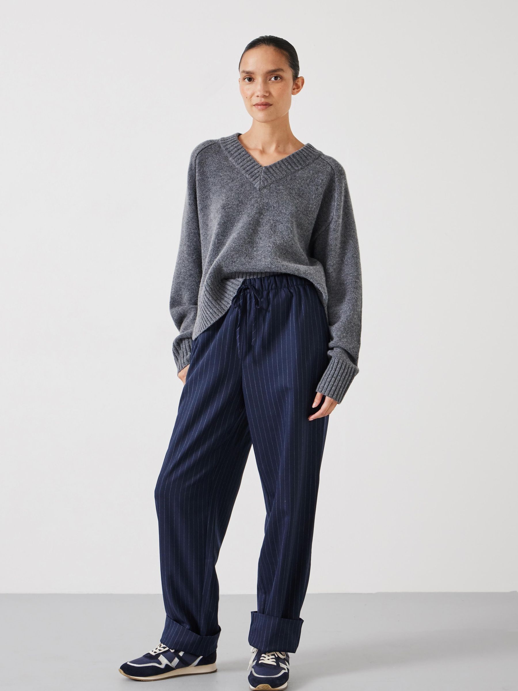 Buy Hush Blue Pinstripe Wool Blend Trousers from the Next UK online shop