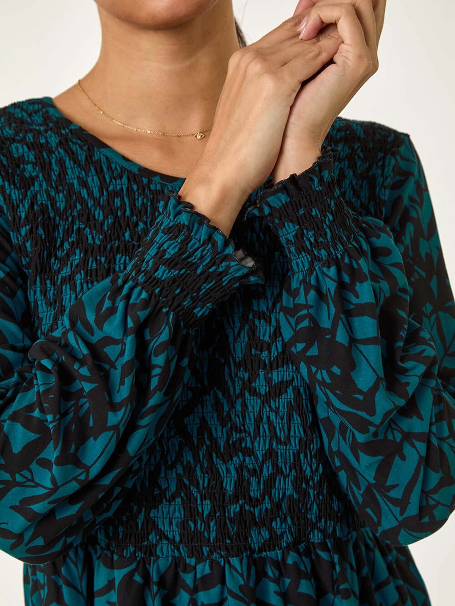 Buy Roman Blue Abstract Printed Shirred Tunic Top from the Next UK ...