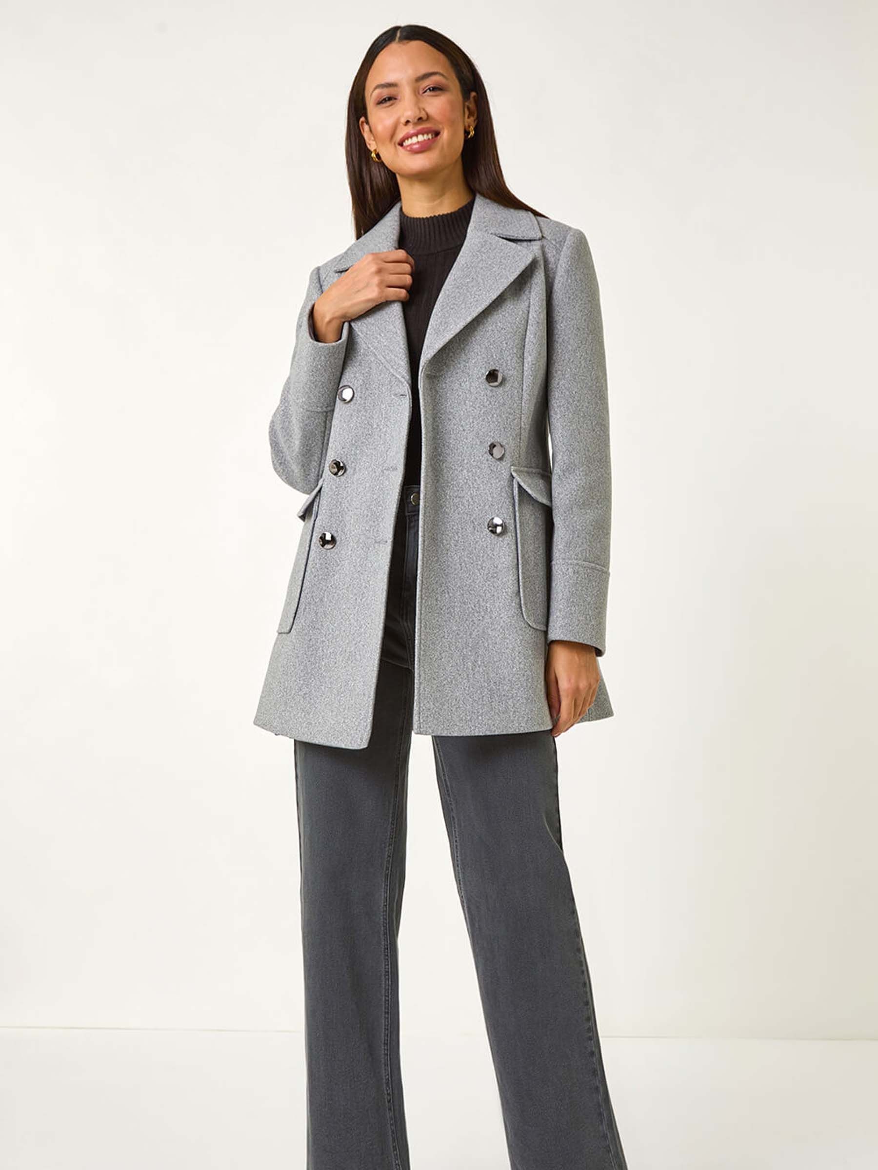 Buy Roman Grey Double Breasted Longline Coat from the Next UK online shop