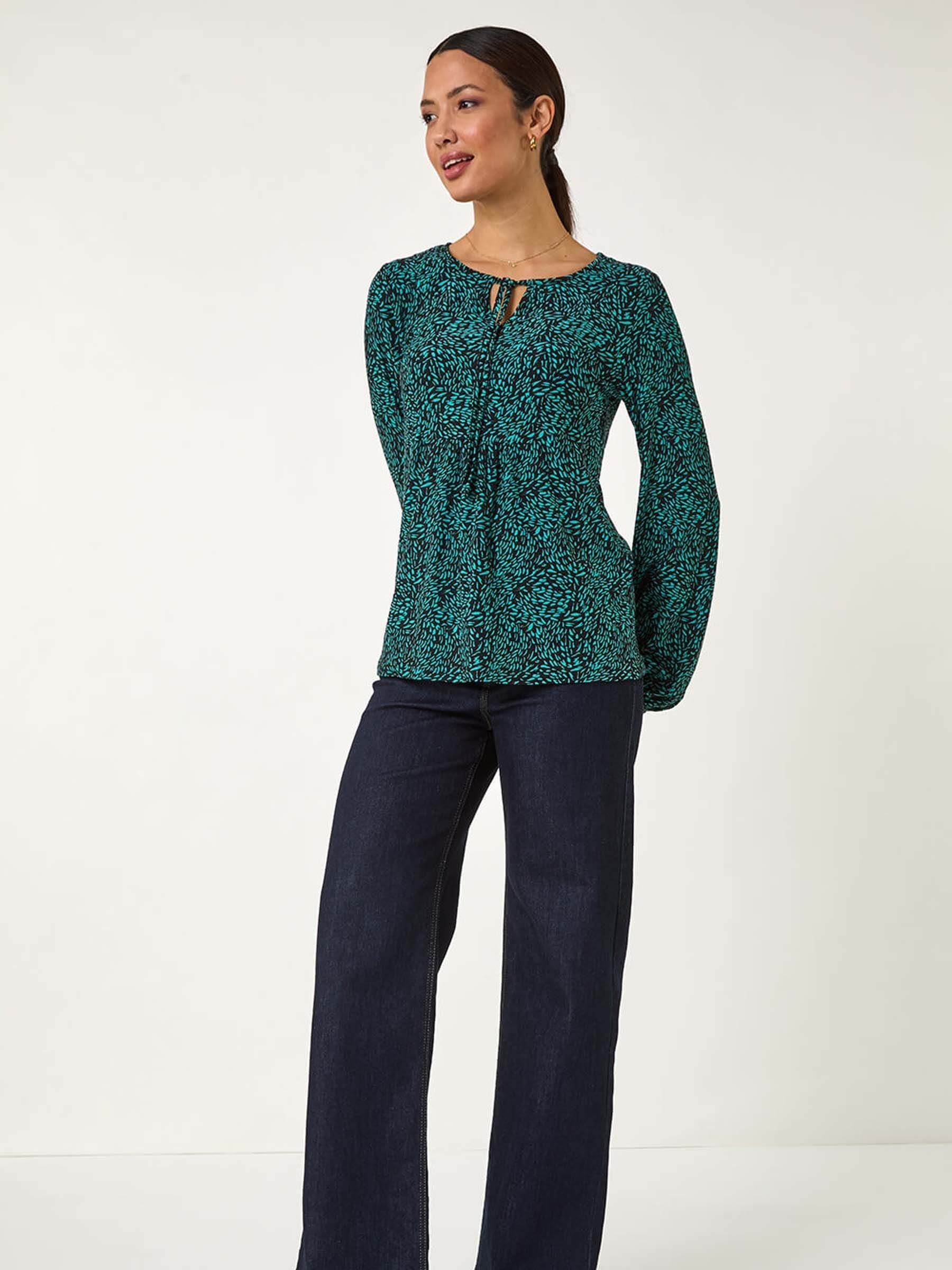 Buy Roman Blue Printed Tie Neck Top from the Next UK online shop