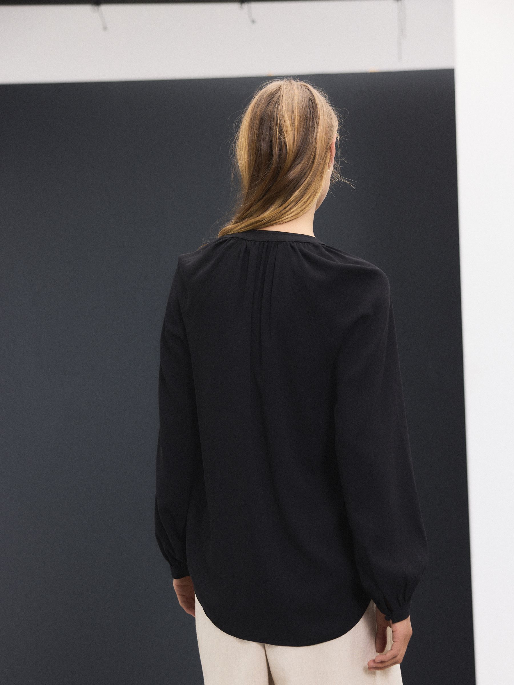 Buy Black Long Sleeve V-Neck Blouse from Next Ireland