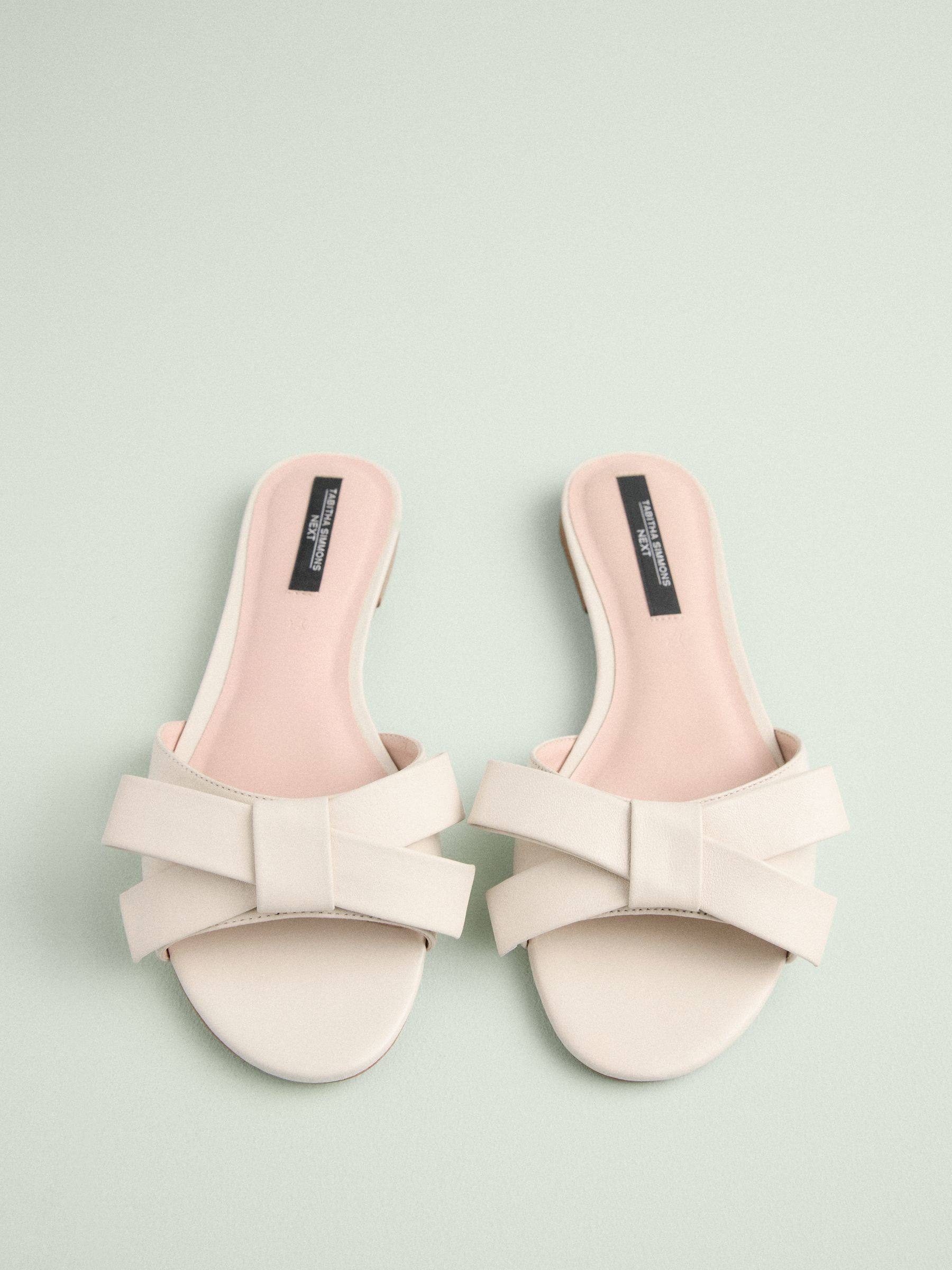Buy Bone Leather Tabitha Simmons x Next Mae Open Toe Bow Mule Sandals ...