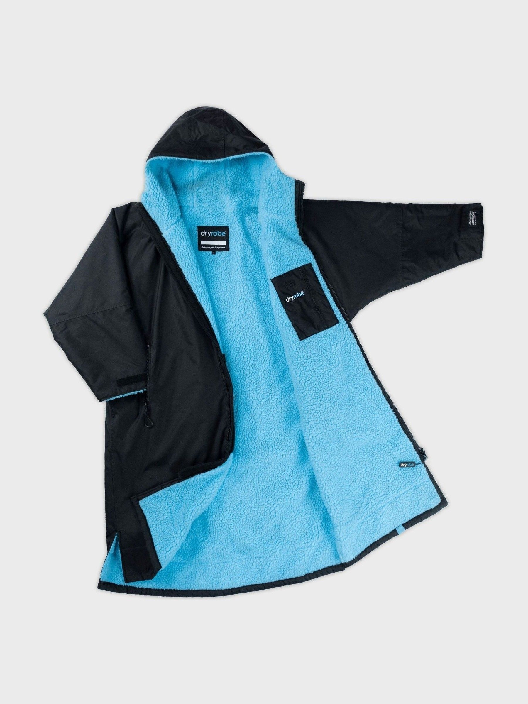 Buy dryrobe Black/Blue Advance Adult Long Sleeve Changing Coats from ...