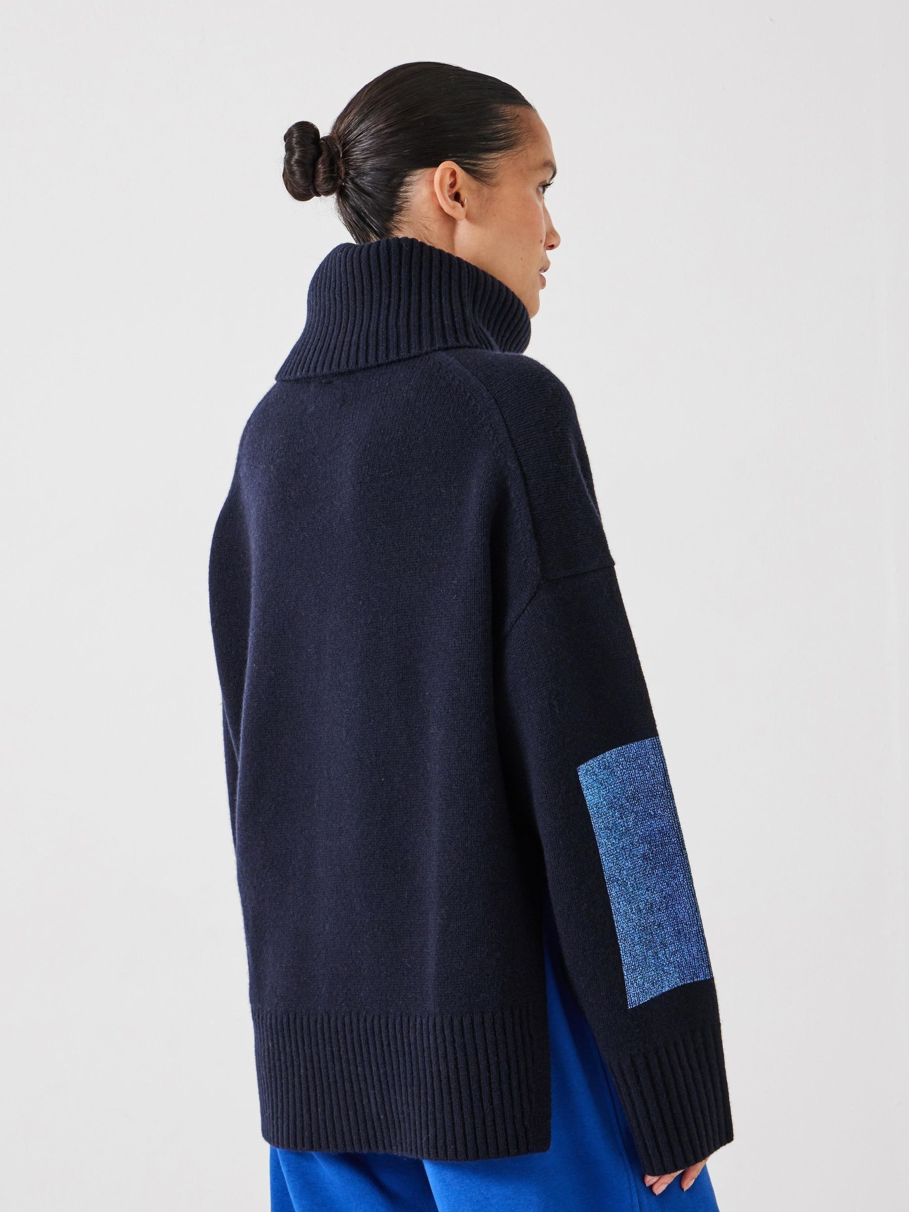 Buy Hush Blue Livvy Merino Wool Detachable Roll Neck Jumper from the ...