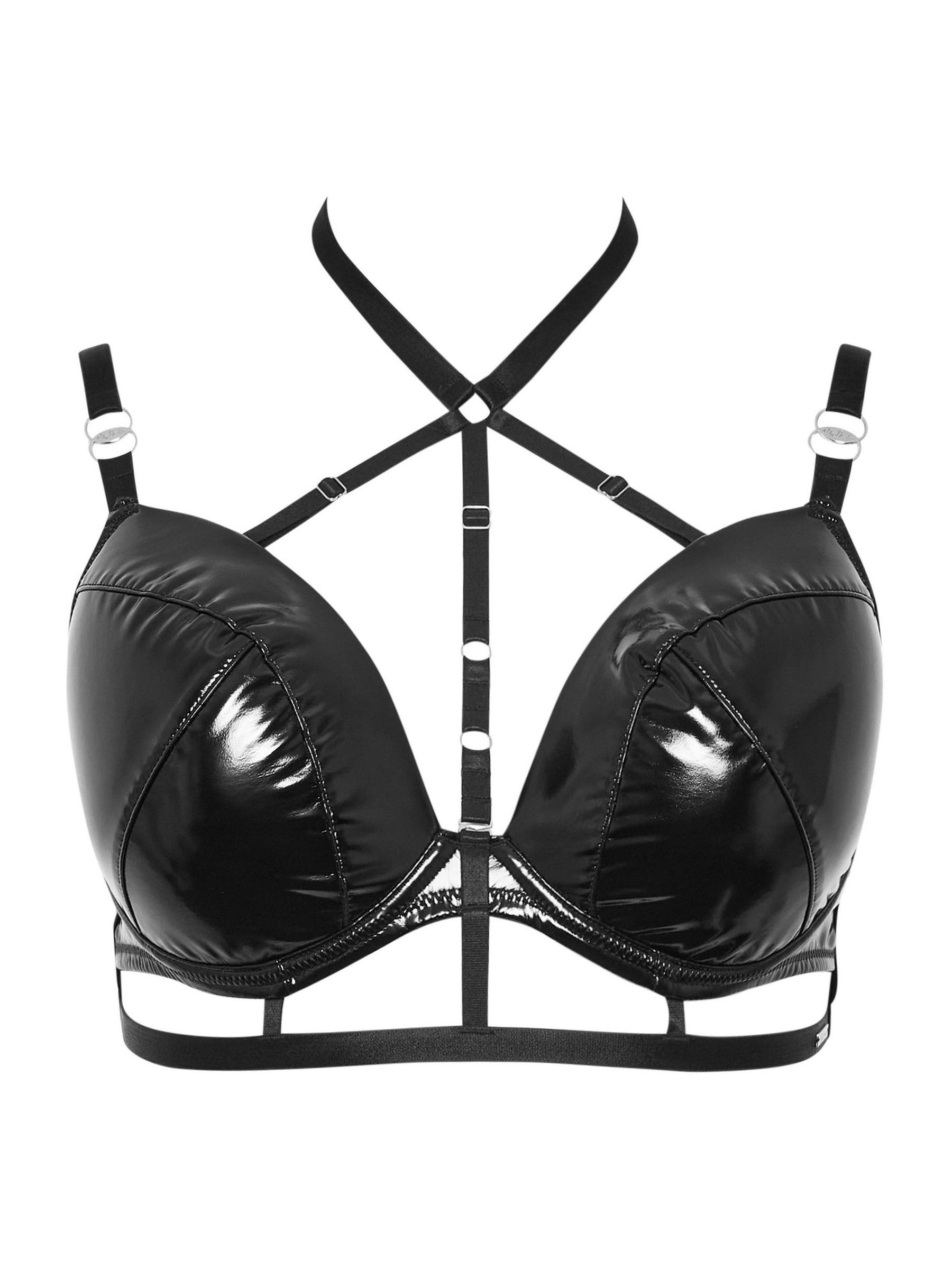 Buy Yours Curve Black Shiny PU Strapping Padded Bra from the Next UK ...