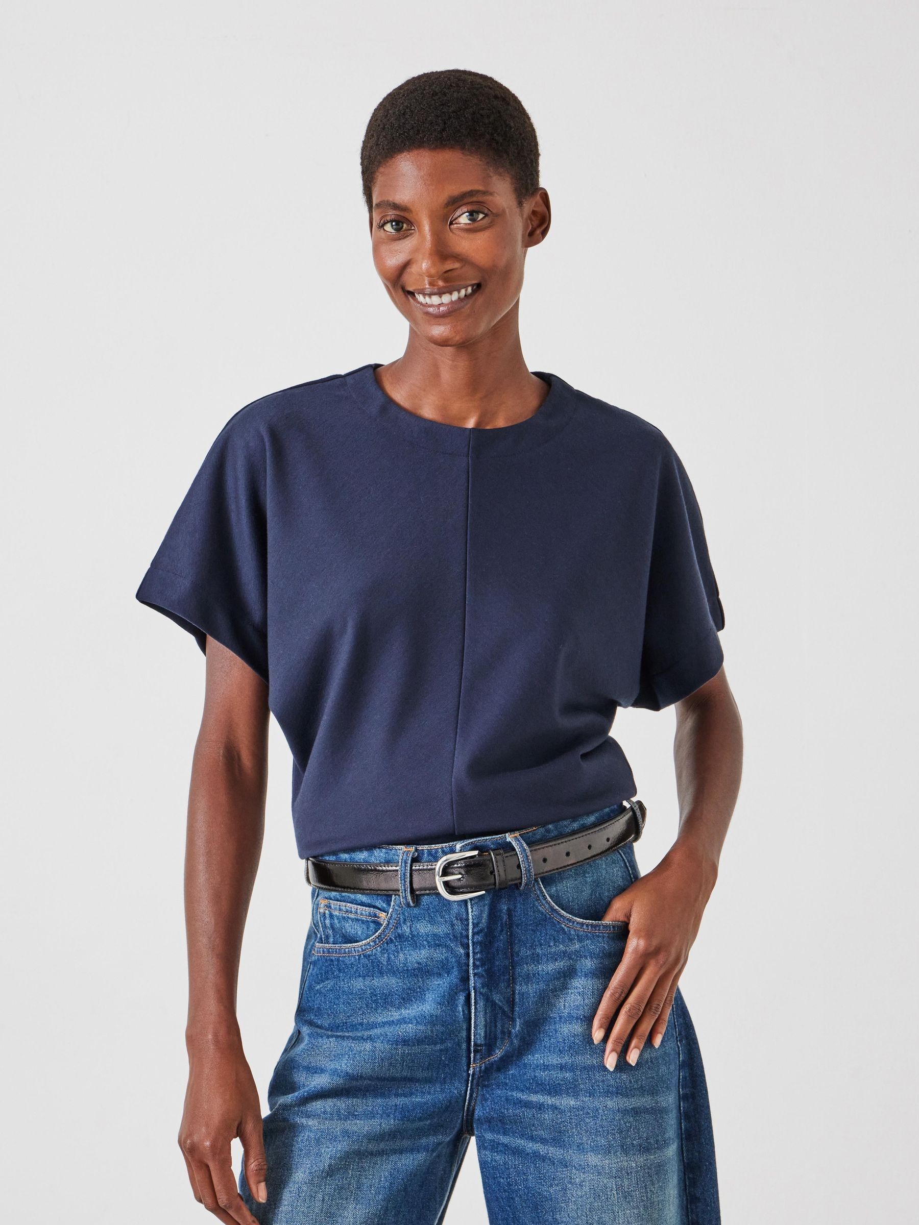 Buy Hush Blue Seam Detail Short Sleeve Top from the Next UK online shop
