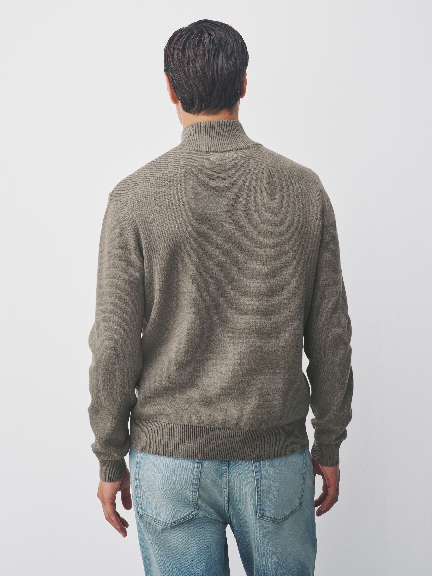 Buy Dark Stone Plain Quarter Zip Jumper from Next United Arab Emirates